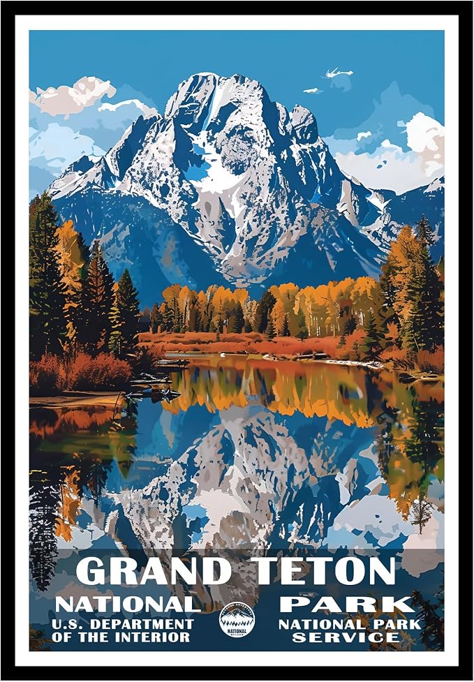 Amazon.com: 01September Grand Teton Poster - National Park Wall Art ...