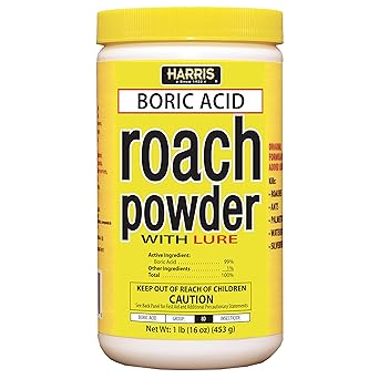 Amazon.com : Harris Boric Acid Roach Killer Powder with Lure, 16oz ...
