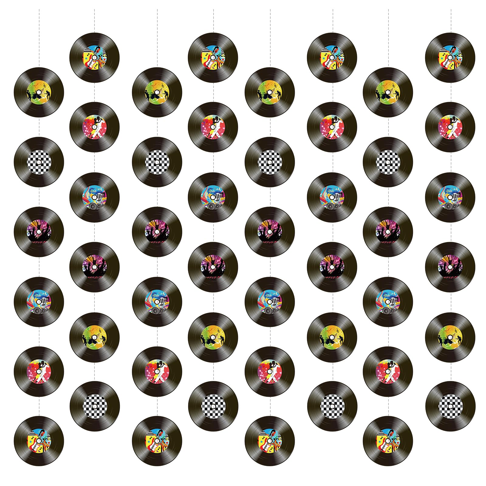 Amazon.com: 8pcs Vinyl Records Hanging Banner, Pre-Strung 50s/70s/80s ...