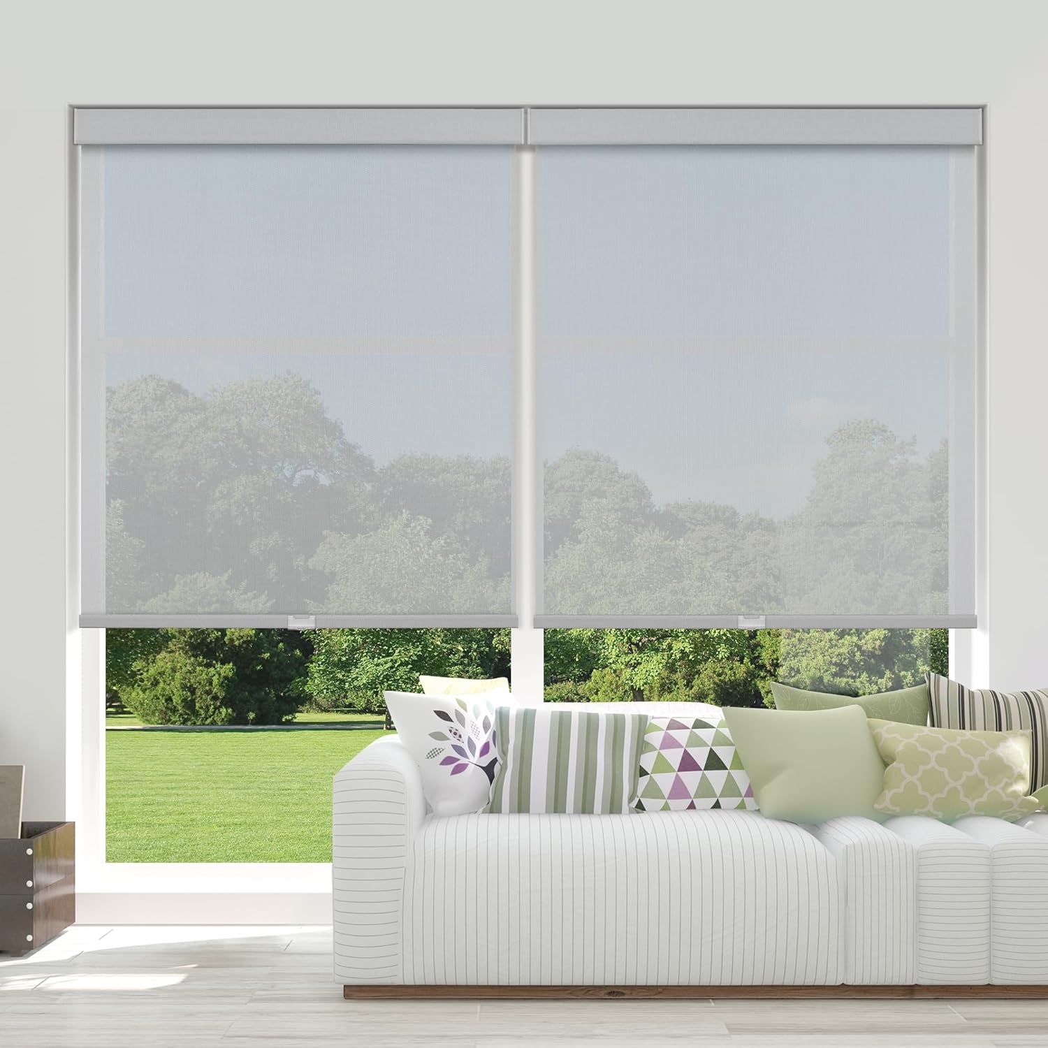 Cordless Light Filtering Roller Shades for Indoor Windows 5% Openness Solar roll up Window ...
