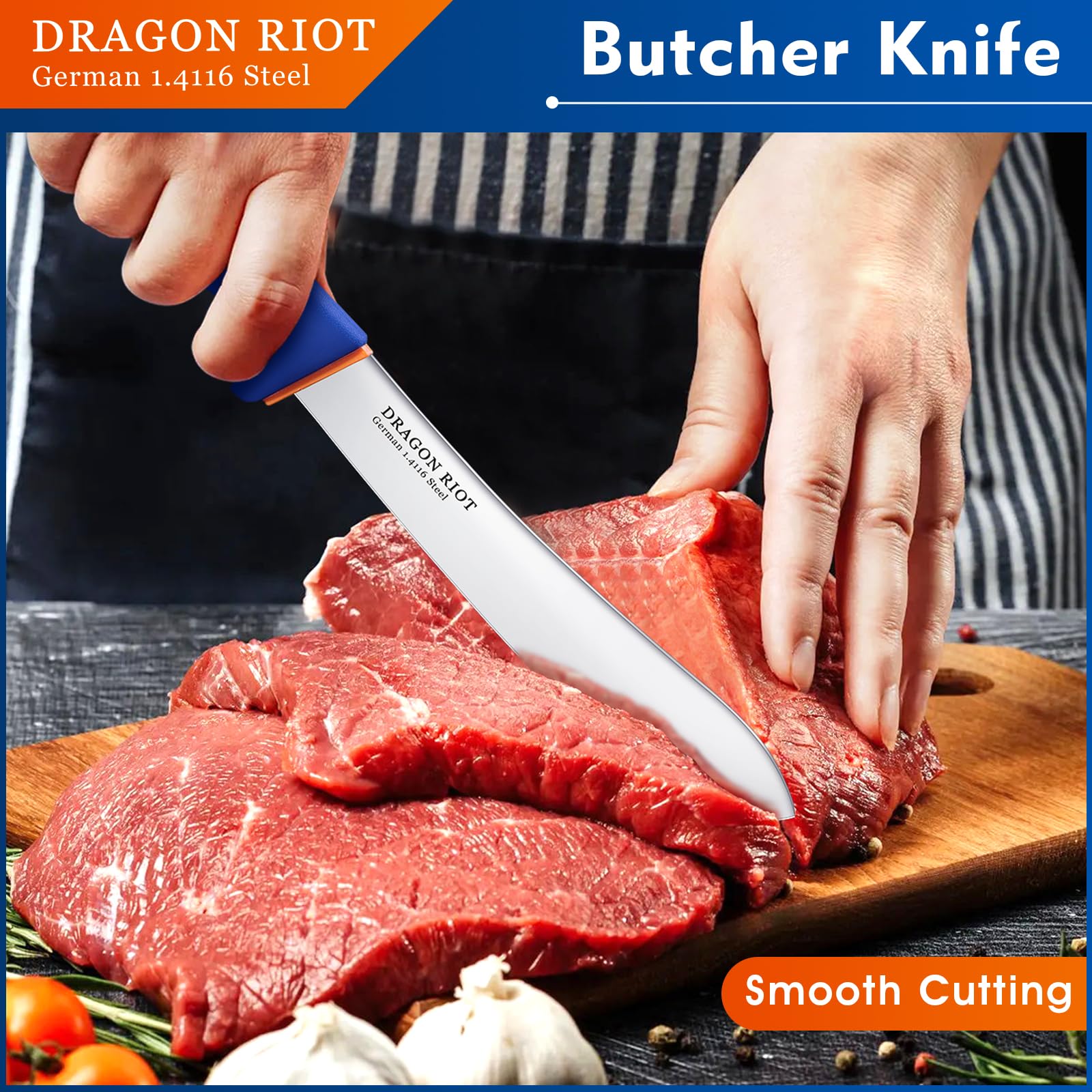 Snapklik.com : DRAGON RIOT 8 Inch Butcher Knife For Meat Cutting ...