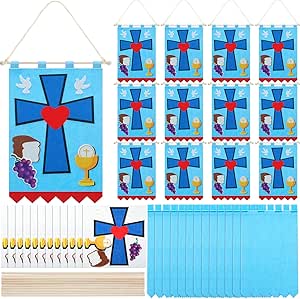 Amazon.com: Mindsoft 12 Set First Communion Banner Craft Kit Felt Holy ...