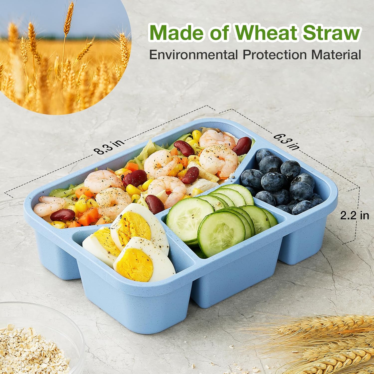 Bento Lunch Box 4 Compartment Snack Containers Divided Bento-Snack Box ...