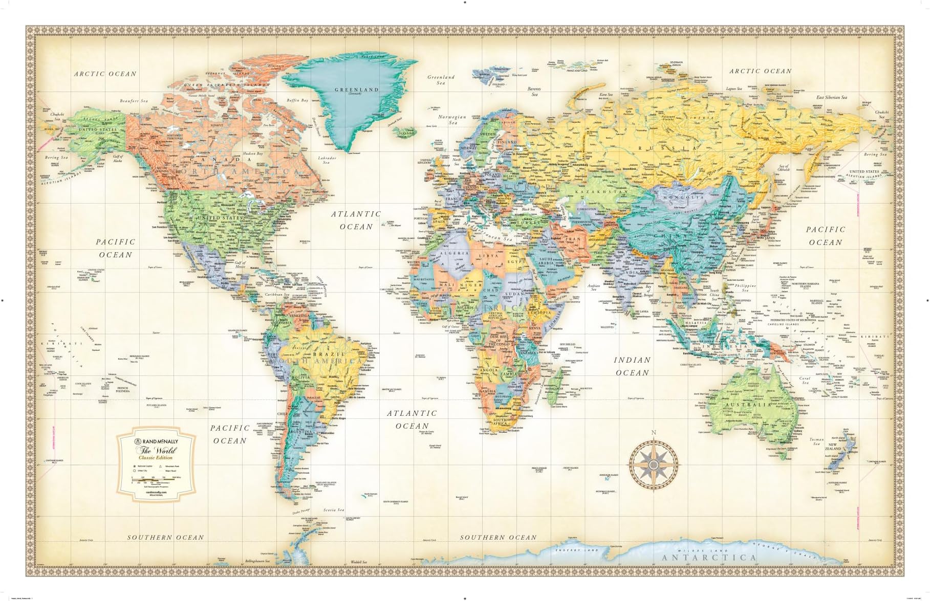 Amazon.com : Classic Edition World Wall Map Paper Rolled : Office Products