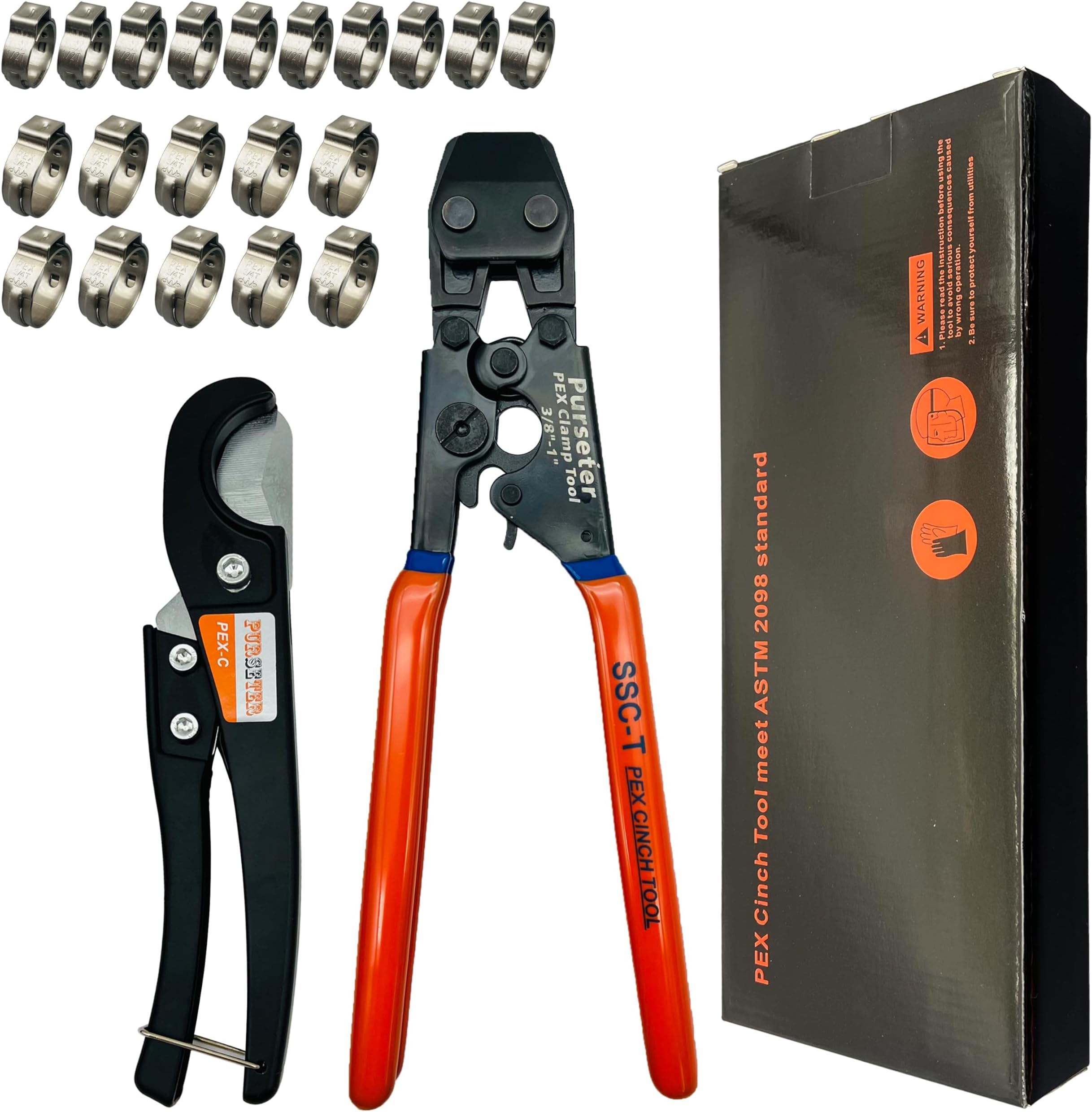 Purseter PEX Pipe Clamp Cinch Tool Crimping Tool Crimper for Stainless ...