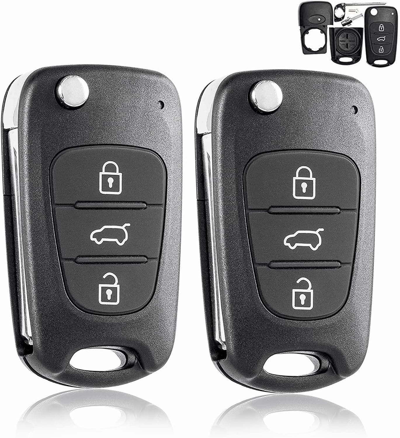 PMELCXD Car Key Fob Case Replacement, 3 Buttons Key Fob Case ...