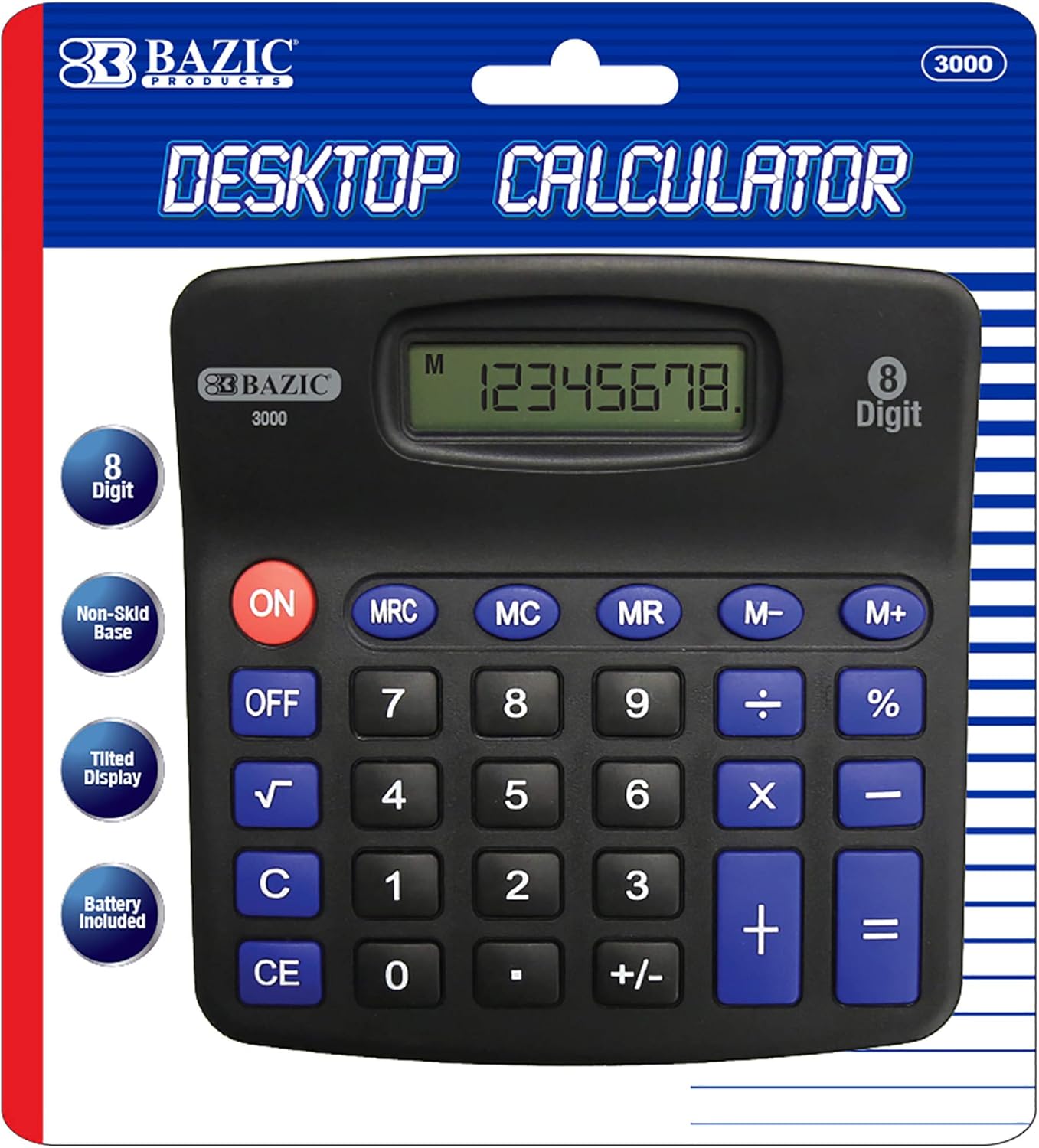Amazon.com : BAZIC 3000 Standard Function Calculator : Office Products