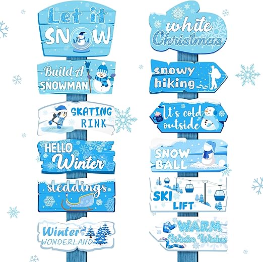 Amazon.com: Adecortalk 24 Pcs Christmas Snowflake Yard Signs Let It ...