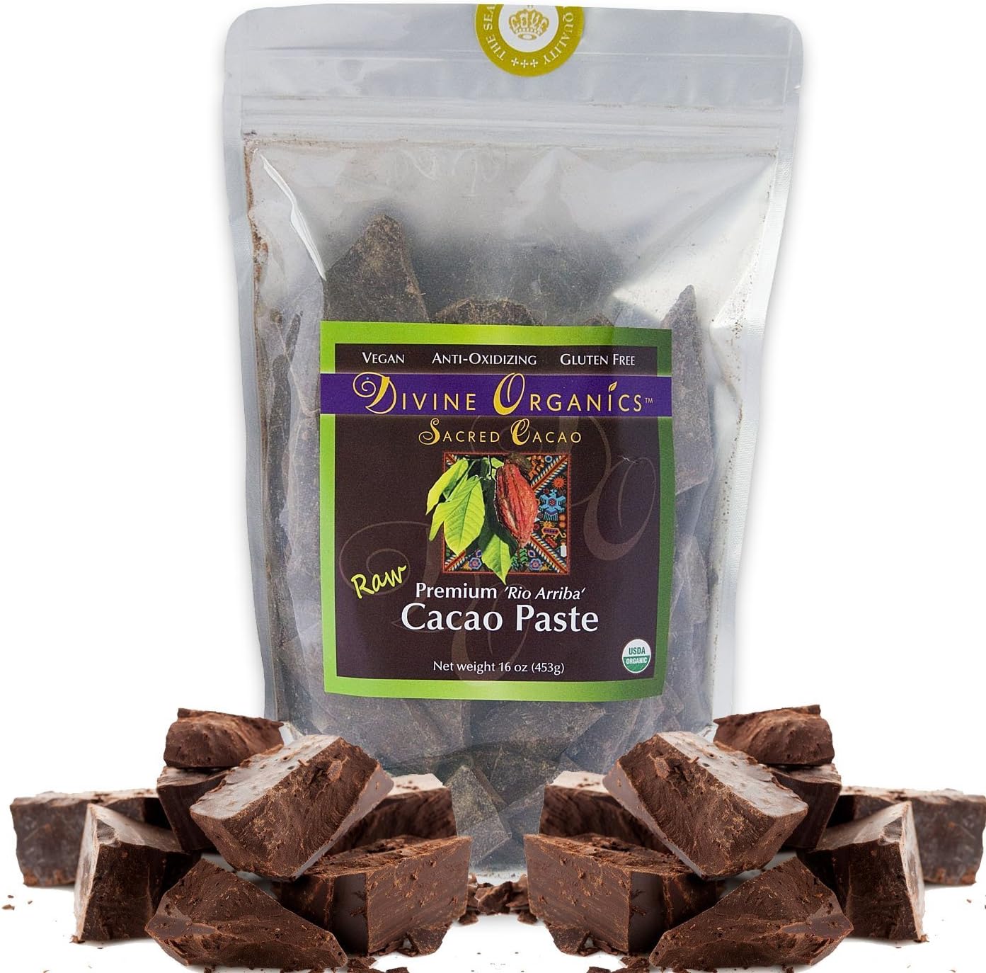 Amazon.com : Divine Organics Raw Organic Cacao Paste/Liquor, 16 Oz ...