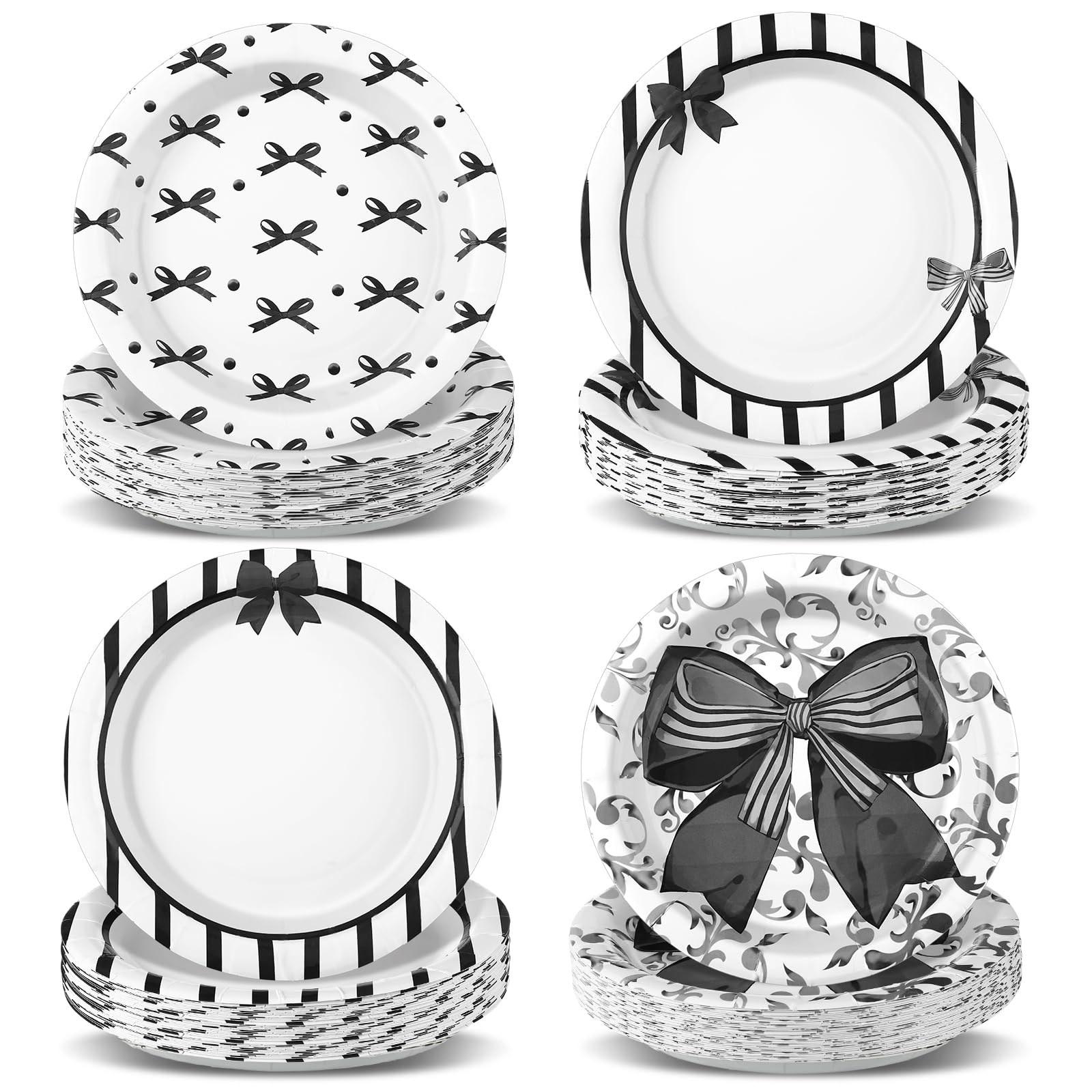 Amazon.com: Teenyyou 48 Pcs Black Bow Party Supplies 7 Inch Bow ...