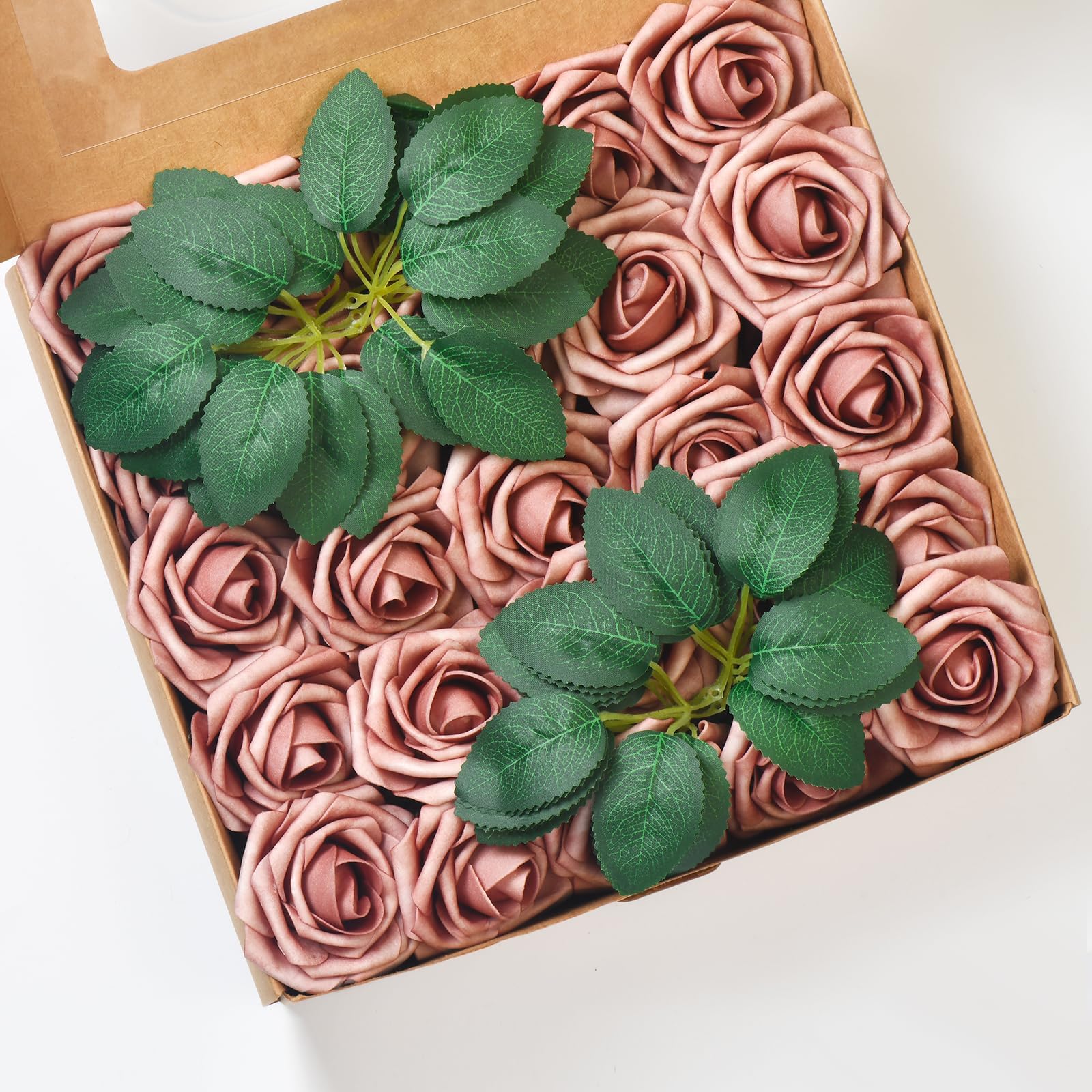 Amazon.com: HappyHapi 50Pcs Artificial Flowers Roses Bulk Dusty Pink ...