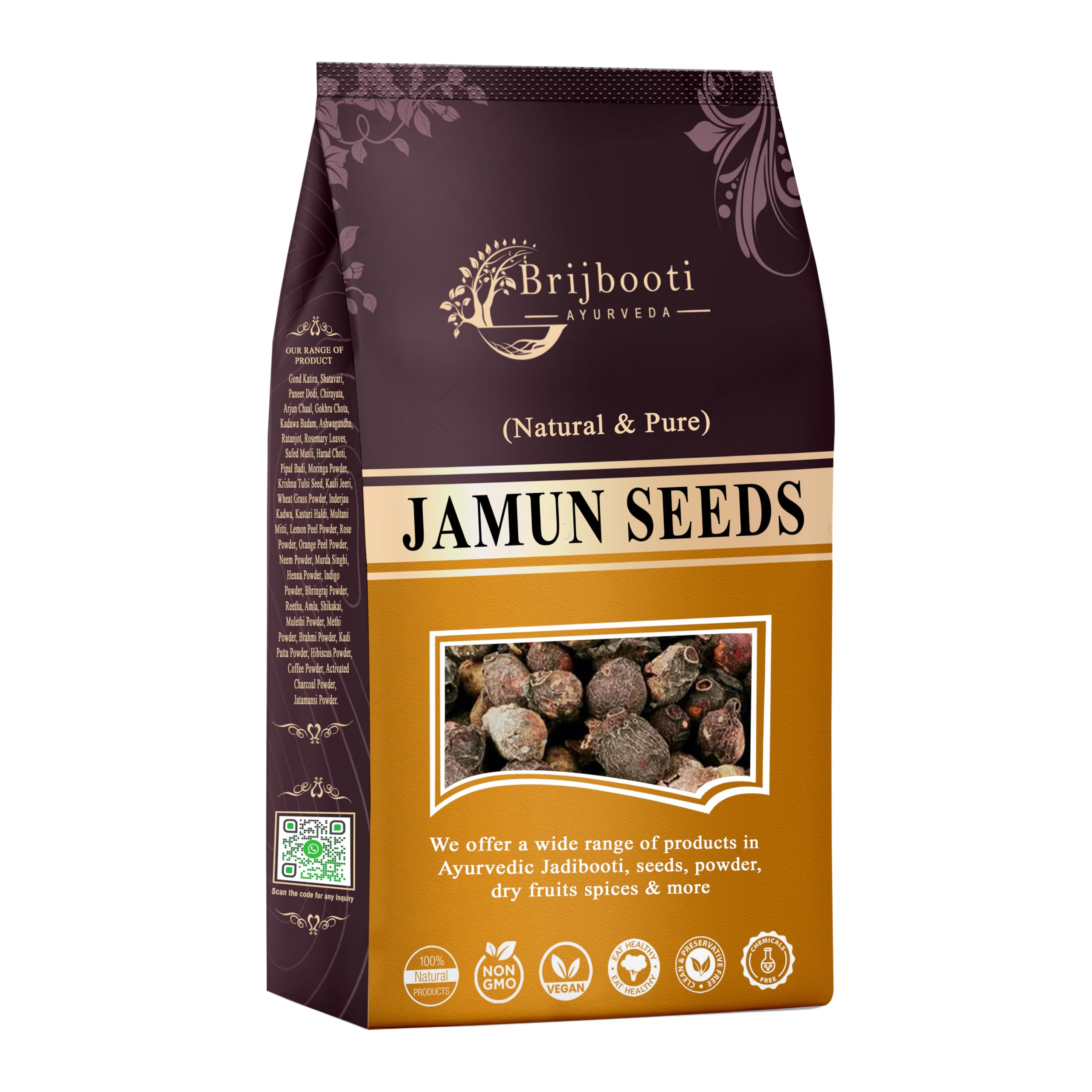Buy BIRJU MAHAVIR Jamun Seed Sabut, Jambu Beej, Multi-colored, 1000 g ...