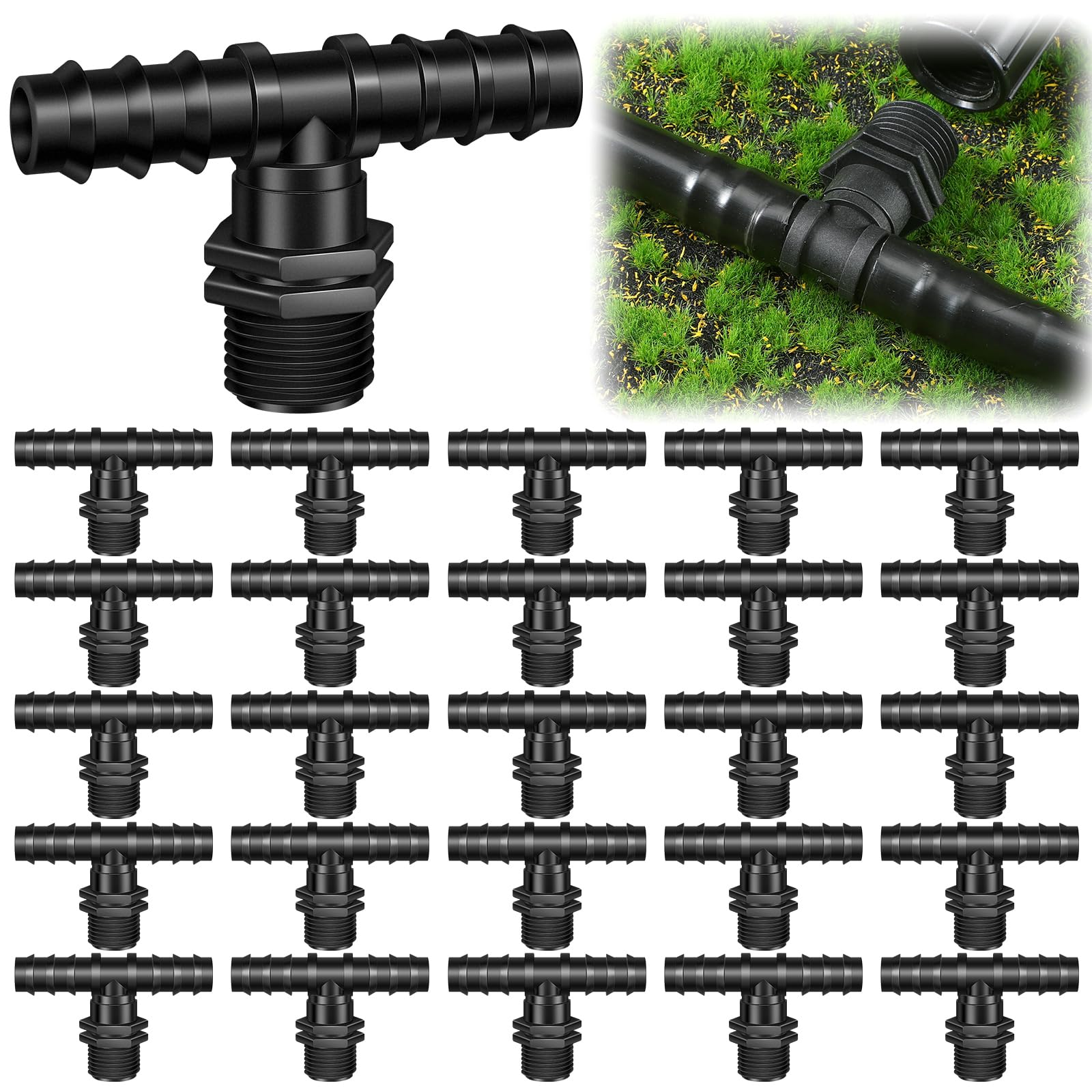Snapklik.com : 25 Pack 1/2" Inch Drip Irrigation Connectors MNPT ...
