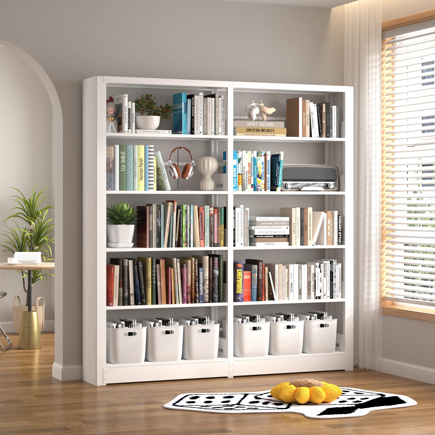 Amazon.com: LyAosdFu Bookshelf,5-Tier Industrial Bookshelf, White ...