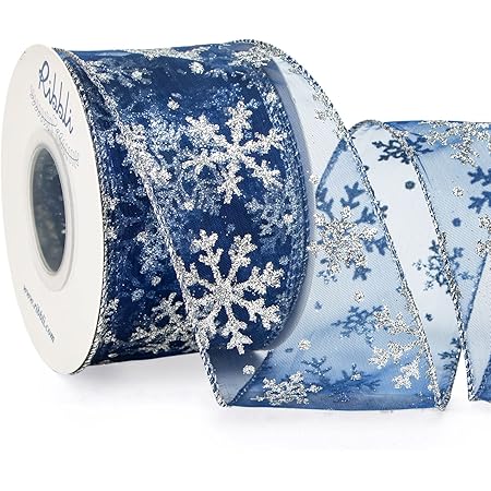 Amazon.com: Christmas Snowflake Wired Ribbon, 2.5 Inches x 12 Yards 2 ...