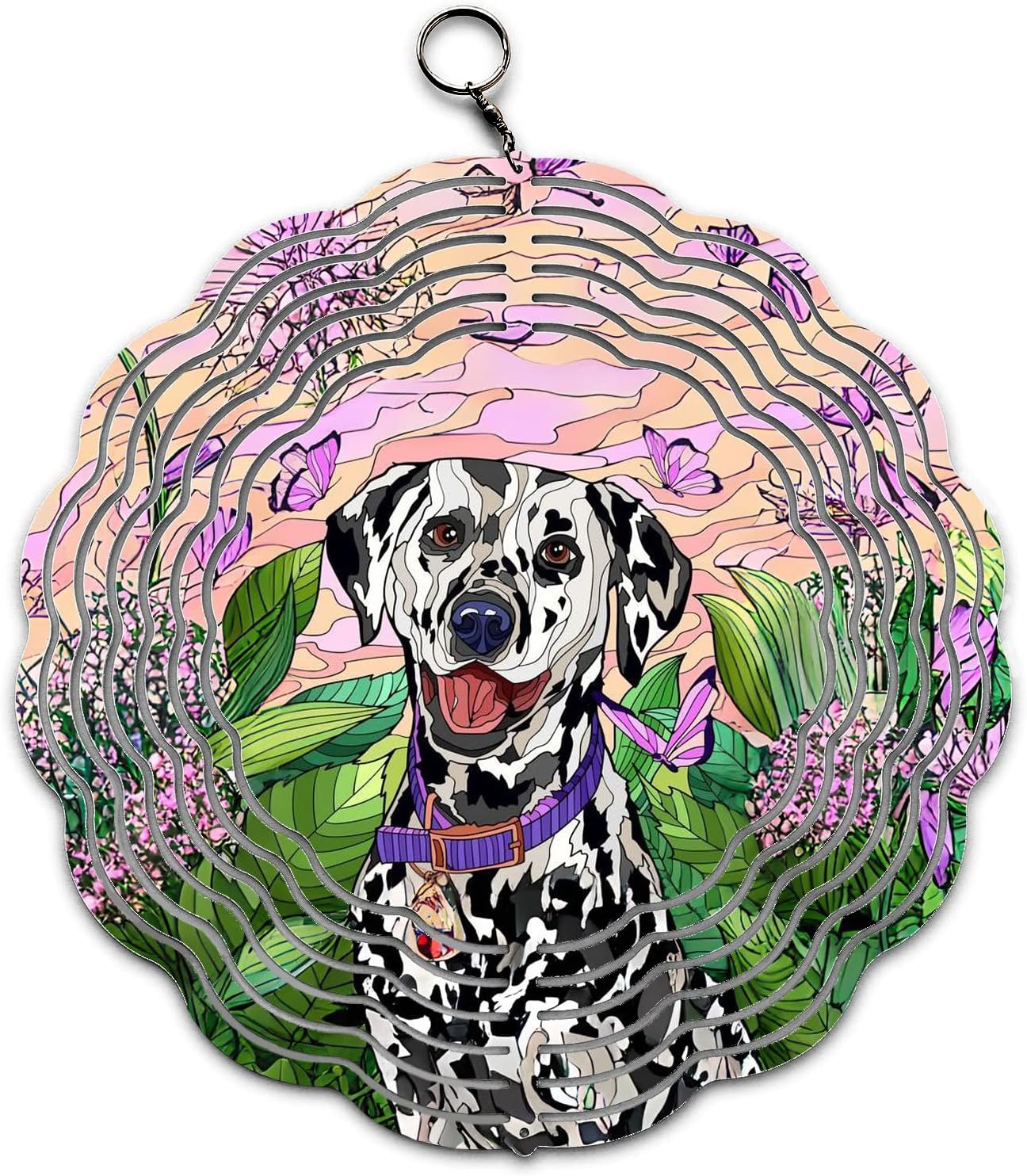 Amazon.com: Floral Dalmatian Spotted Dog Wind Spinner Art 10 inch for ...