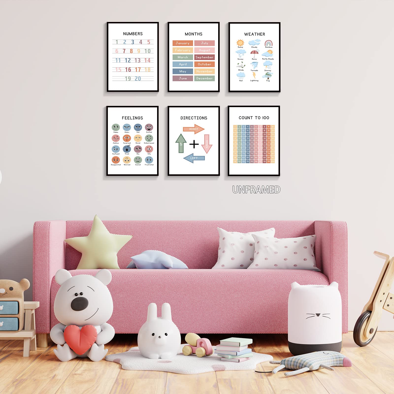 Classroom Math Poster Numbers 1-100 Educational Wall Chart - Preschool ...