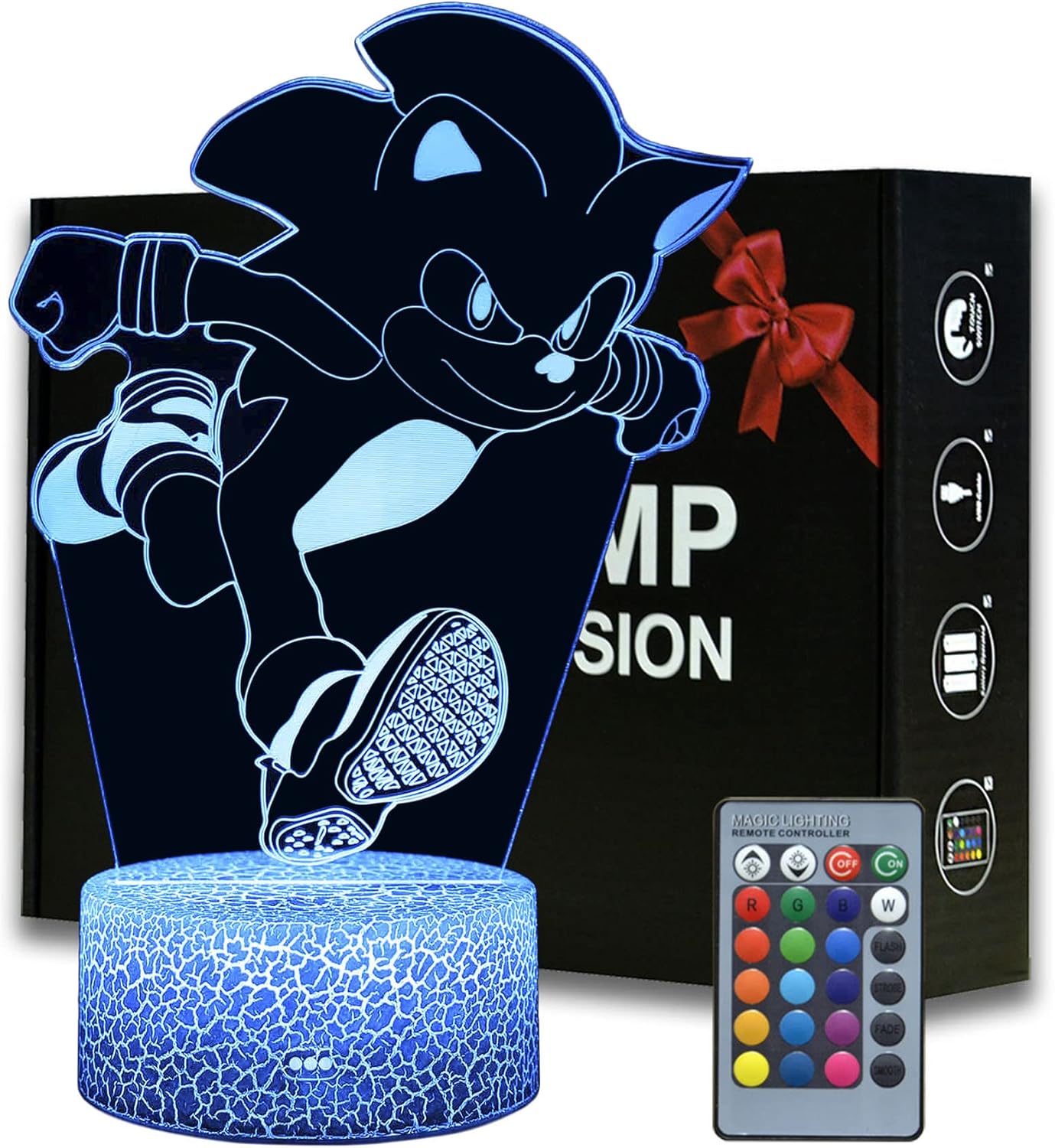 Magiclux 3D Illusion Sonic Night Light, Anime Hedgehog Desk Lamp with ...