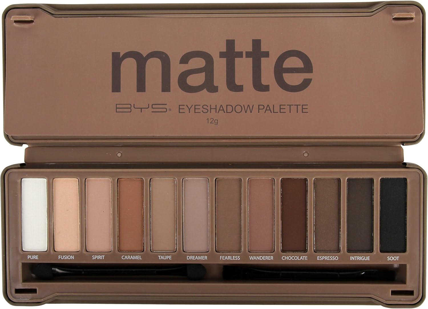 BYS Eyeshadow Palette (12x Eyeshadow, 2x Applicator) - Matte 12g/0.42oz ...