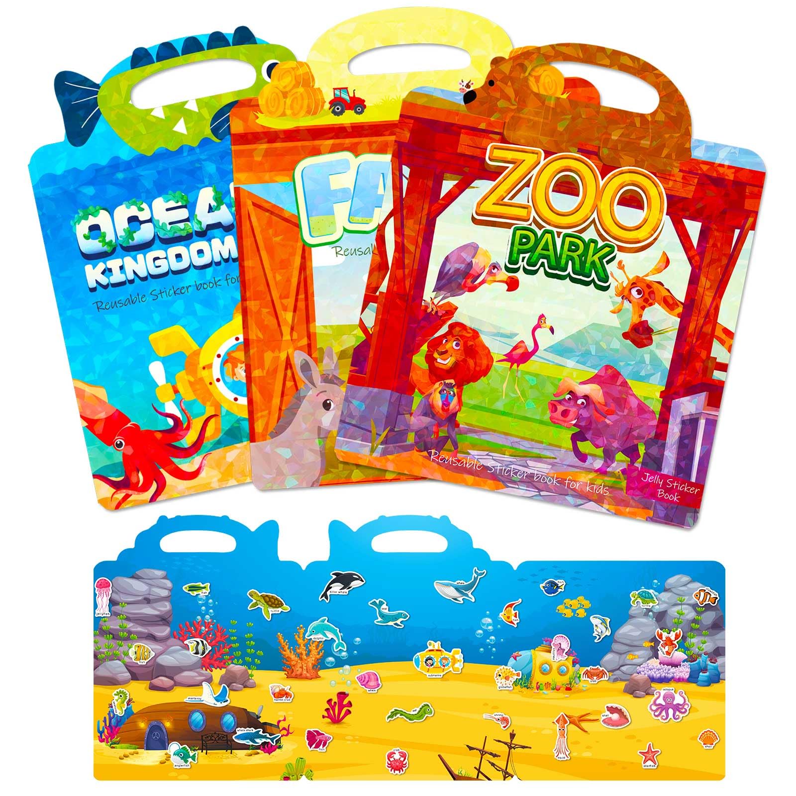 Amazon.com: Sticker Books for Kids 2-4, 3 Set Reusable Stickers Books ...