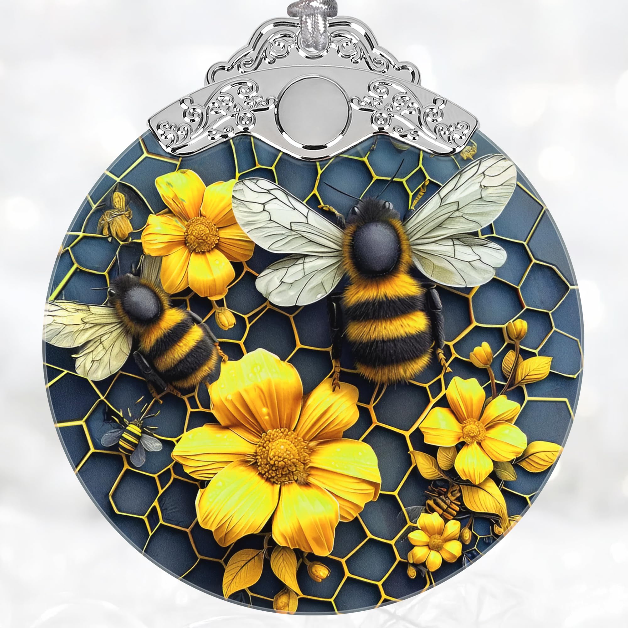 Amazon.com: Christmas Ornament, Bee Christmas Decoration, Stained Glass ...