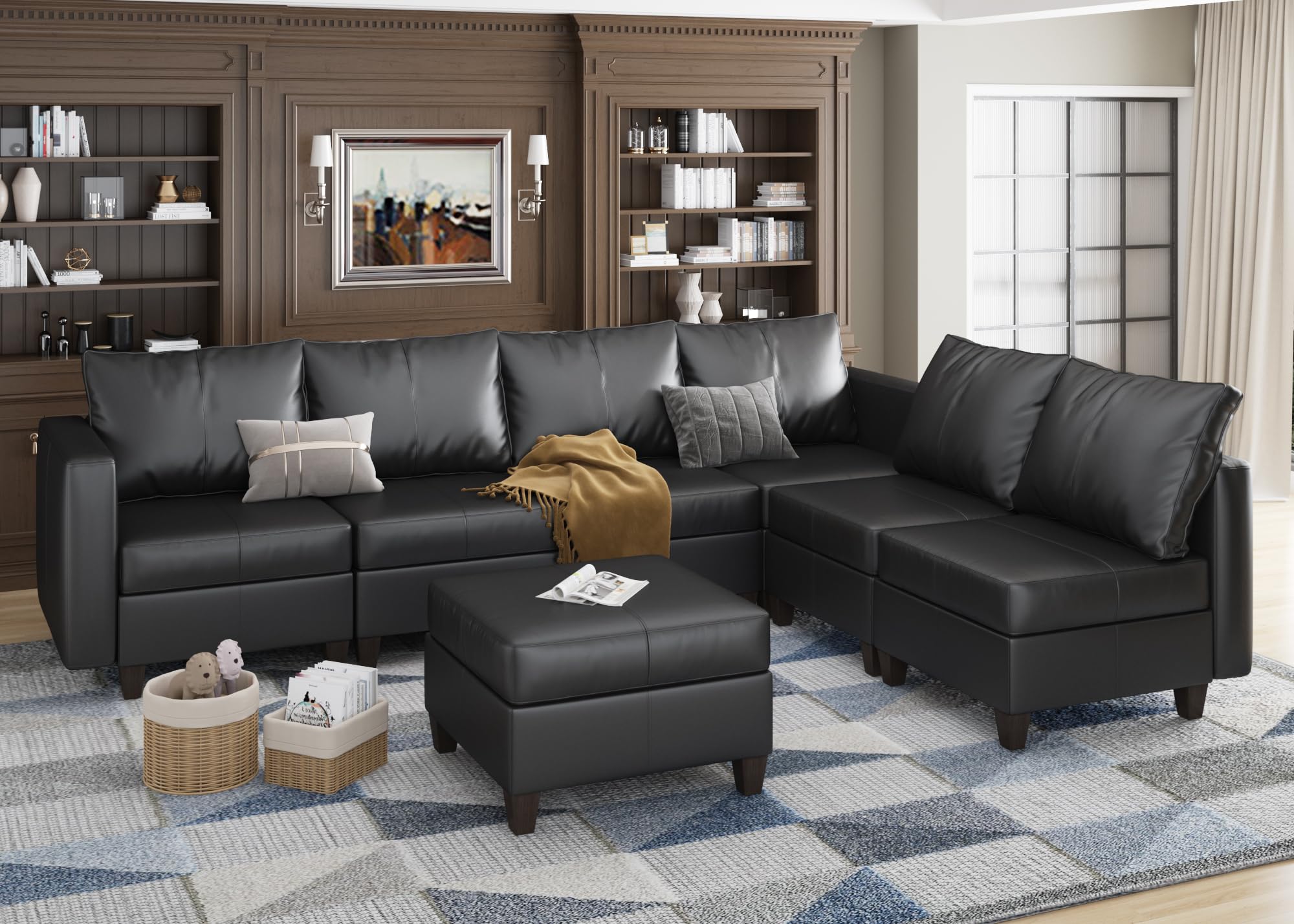 Amazon.com: EASE MOOSE Faux Leather Sectional Sofa L Shaped Sofa Couch ...