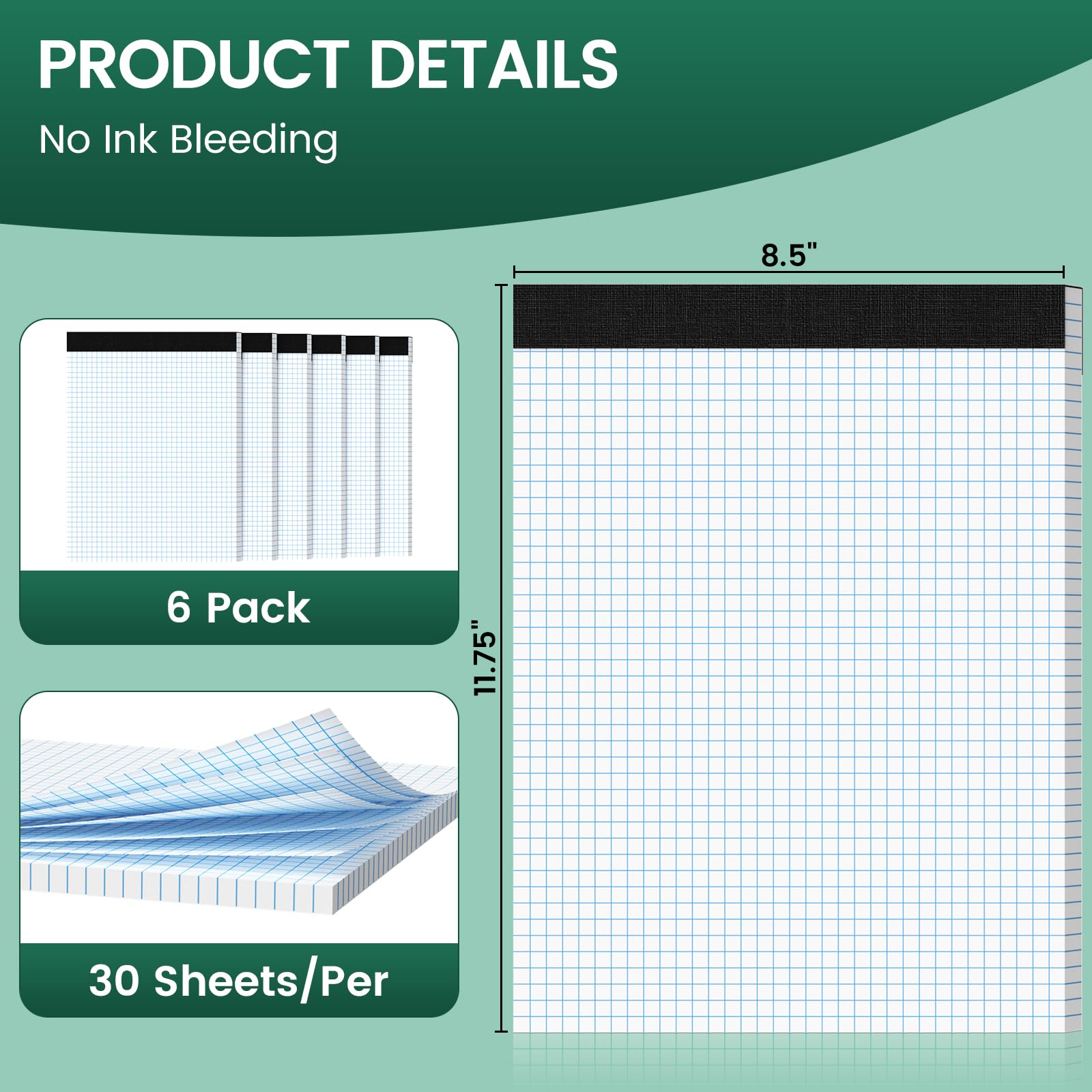 Snapklik.com : Graph Paper 8.5 X 11, 6 Pack, 4x4 Quad Ruled, Grid Paper ...