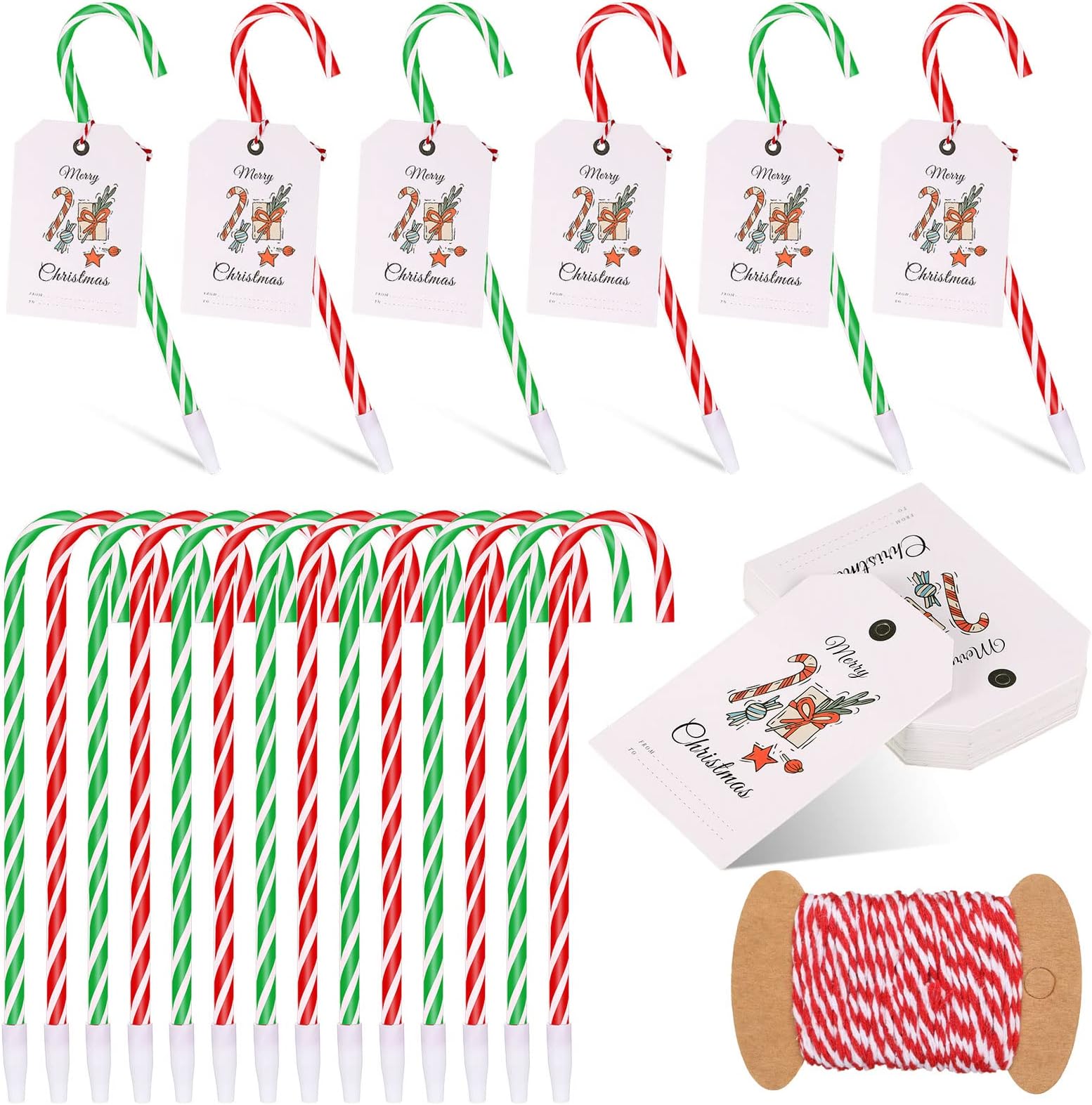Amazon.com : Sabary 36 Pcs Christmas Candy Cane Ballpoint Pens with 36 ...