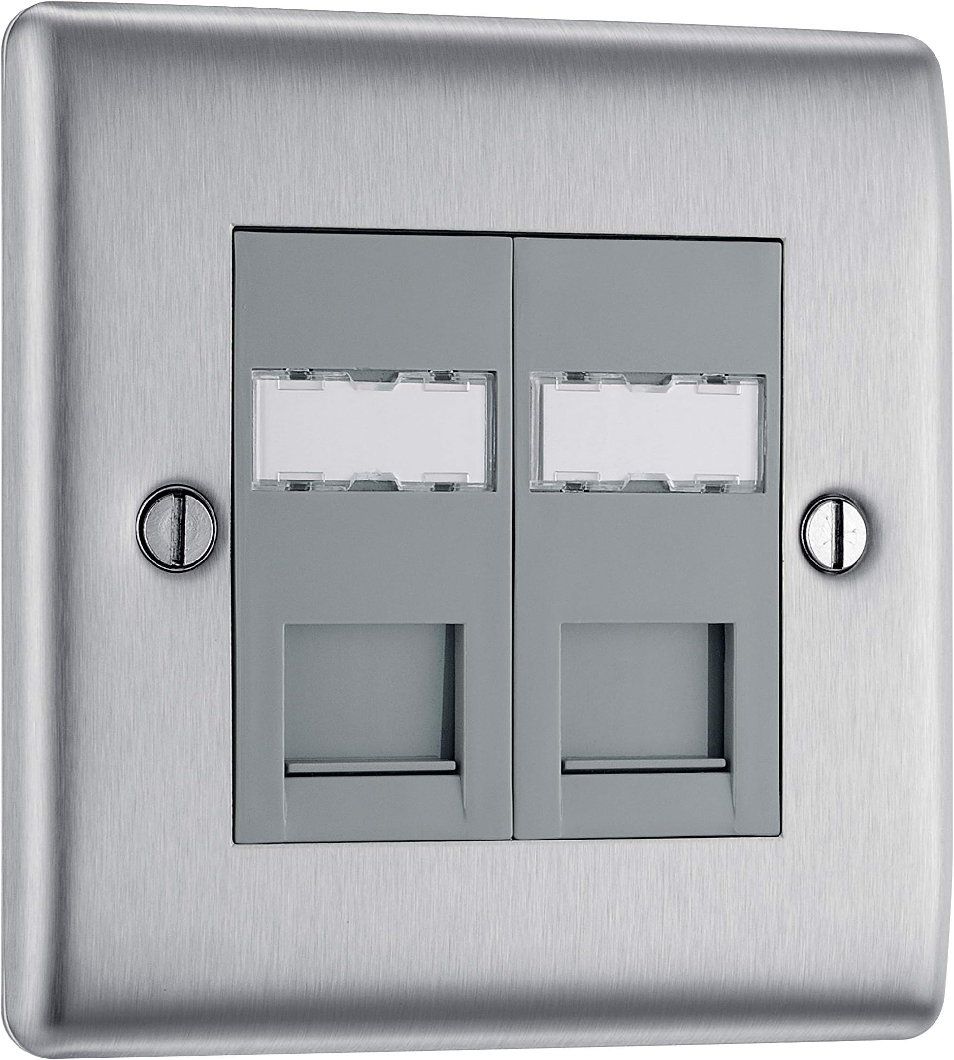 BG Electrical RJ45 Double Data Outlet, Brushed Steel,70516RE : Amazon ...