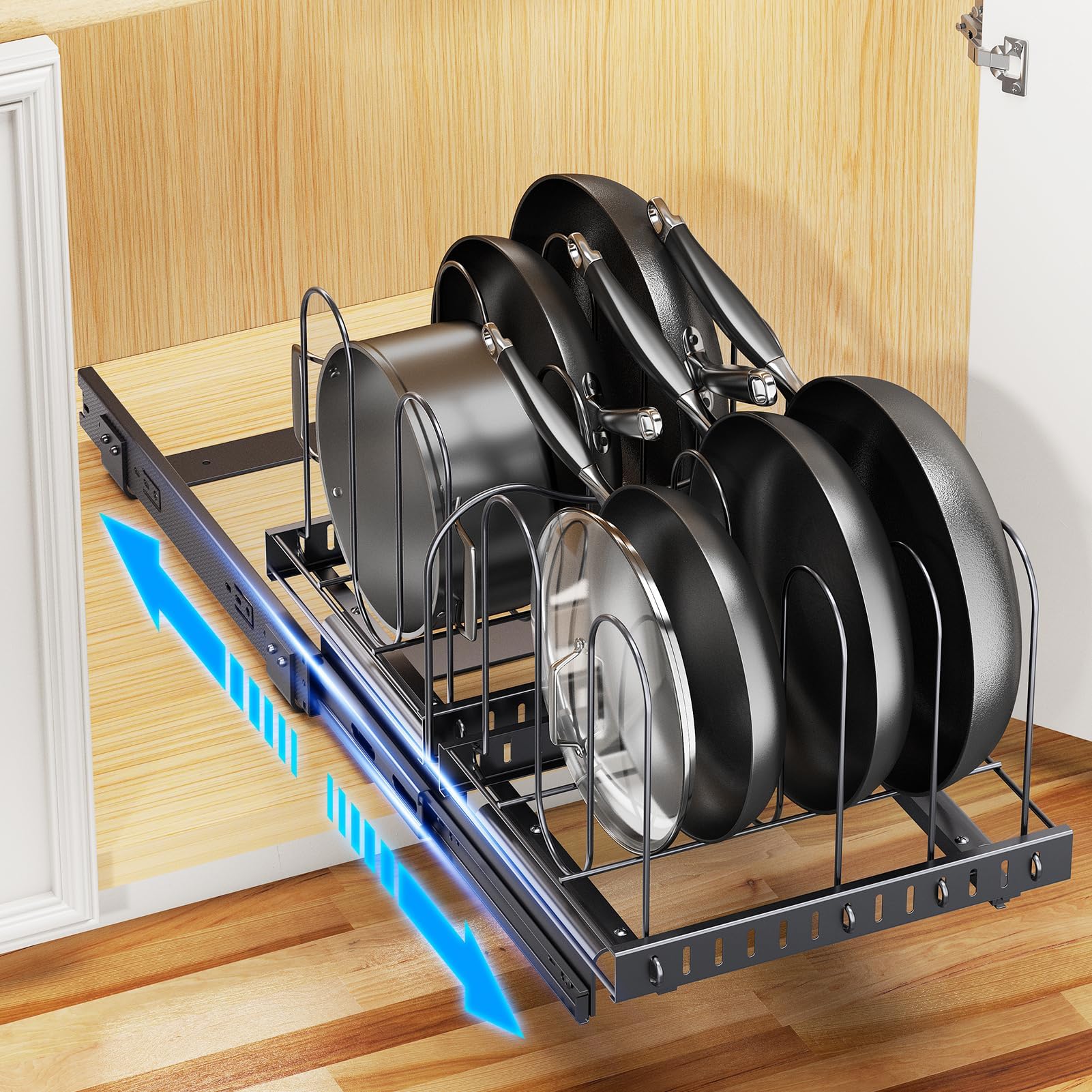 Amazon.com: PanPanPal Pots and Pans Organizer for under Cabinet, Pull ...