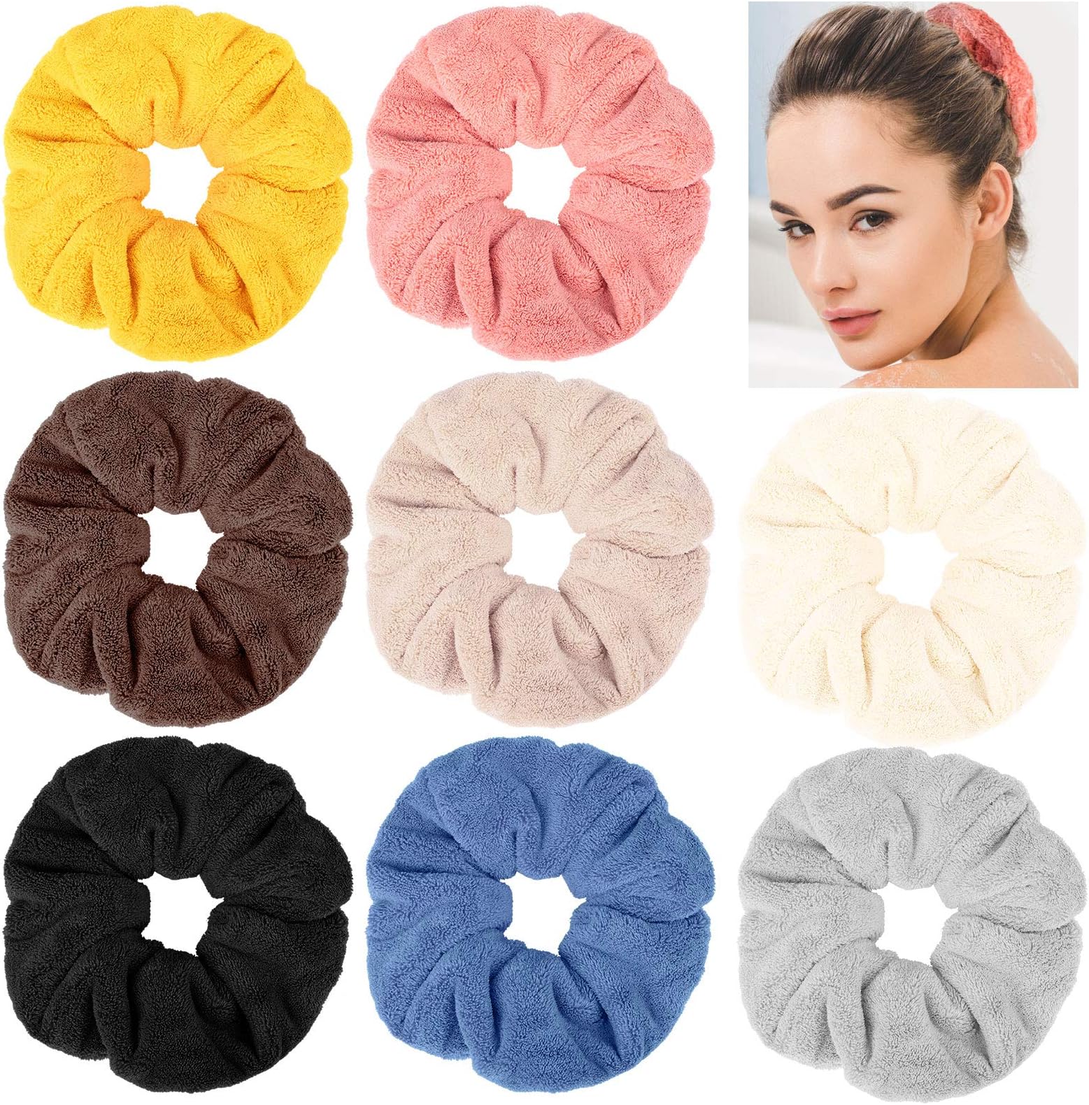 Amazon.com : 7 Pcs Big Hair Drying Scrunchies Thick Fuzzy Scrunchy ...