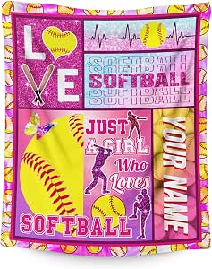 Amazon.com: Personalized Softball Blanket Gifts for Kids, Girls - 50x40 ...