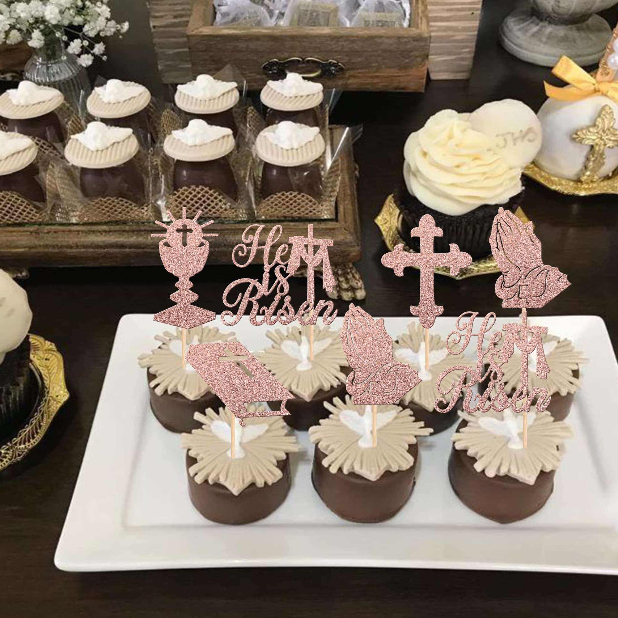 Snapklik.com : 30 PCS Jesus Easter Cupcake Toppers Glitter Religious ...