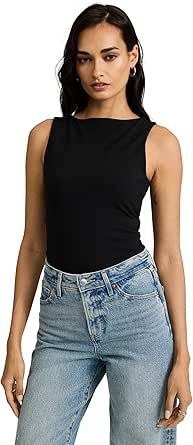 Amazon.com: EXPRESS Women’s Body Contour Tank – Fitted Boatneck Cotton ...