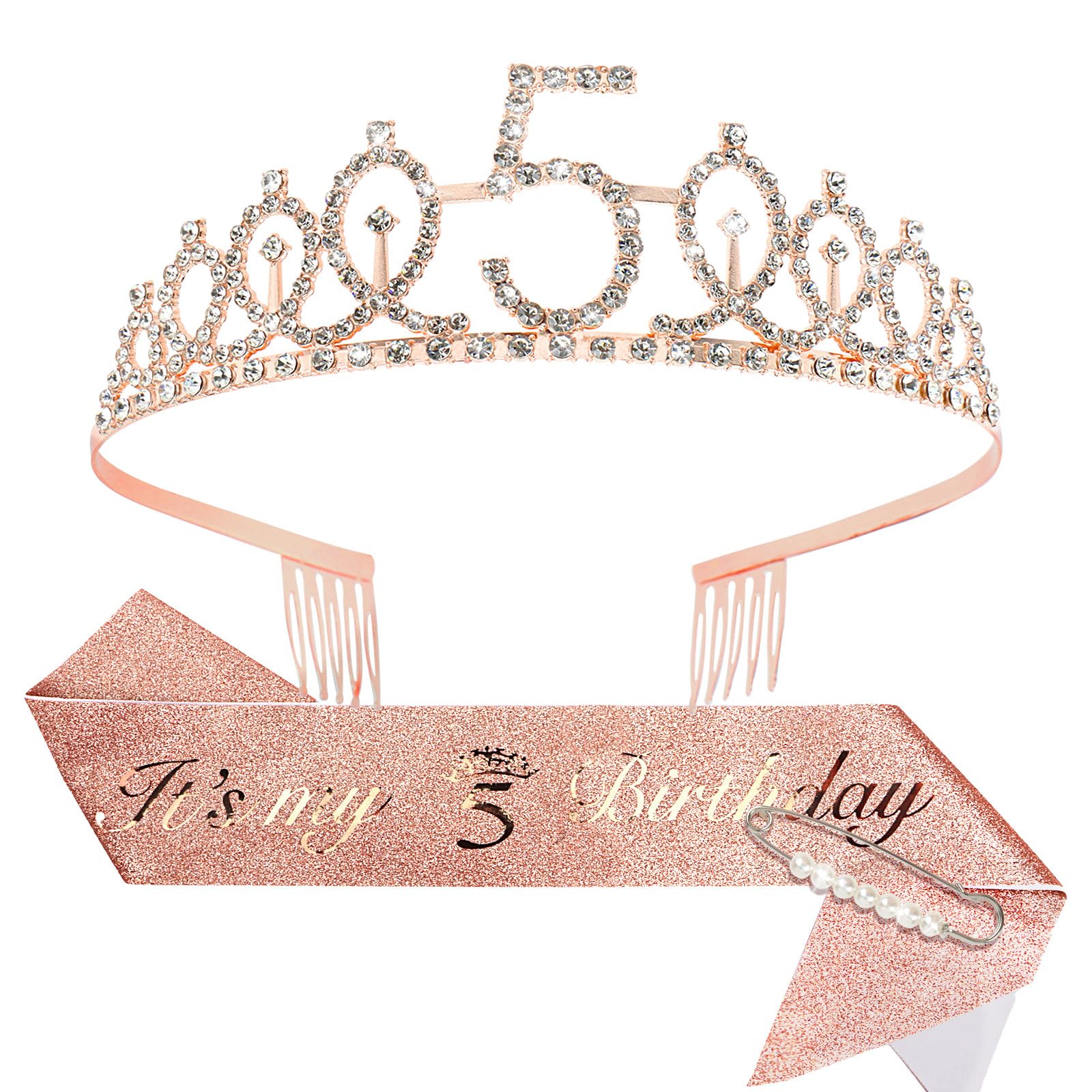 Amazon.com: CIEHER 5th Birthday Crown + It's My 5th Birthday Sash ...