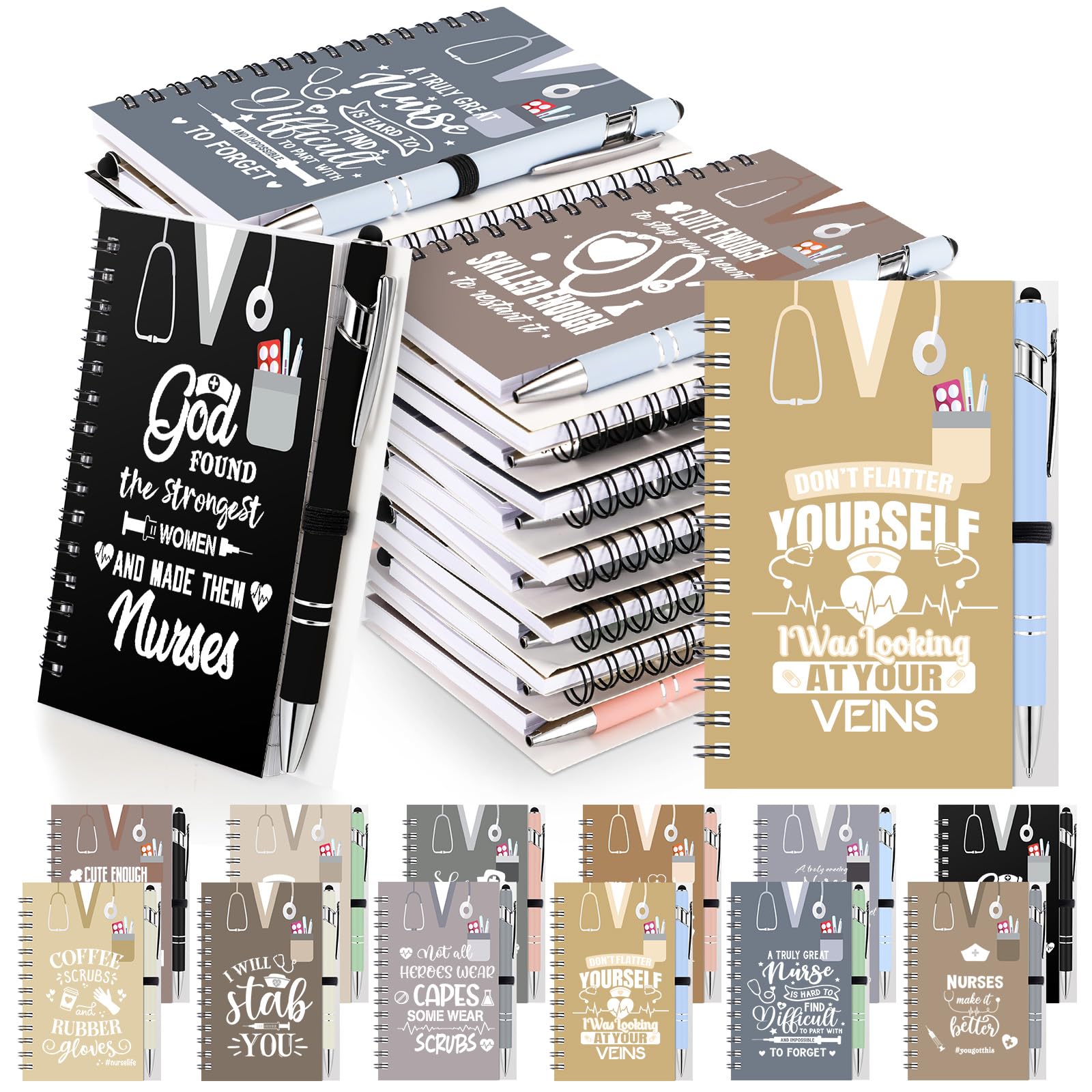 Amazon.com : Eaasty 12 Set Nurse Notebook with Retractable Pens Nurse ...