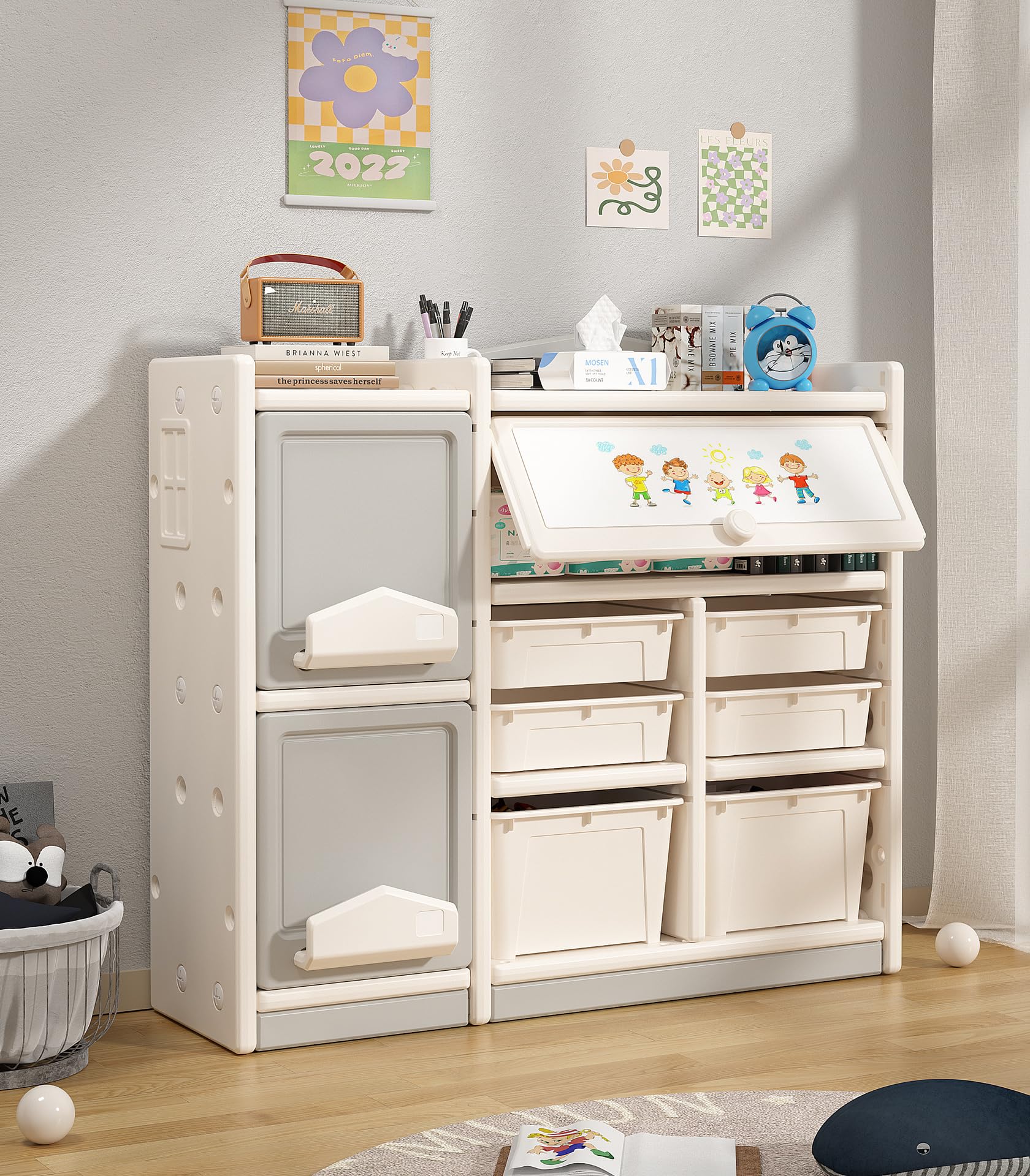 Amazon.com: Runboll Toy Storage Organizer Bookshelf Multipurpose Toys ...