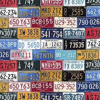 Amazon.com: License Plates Fabric, by The Yard, Timeless Treasures ...