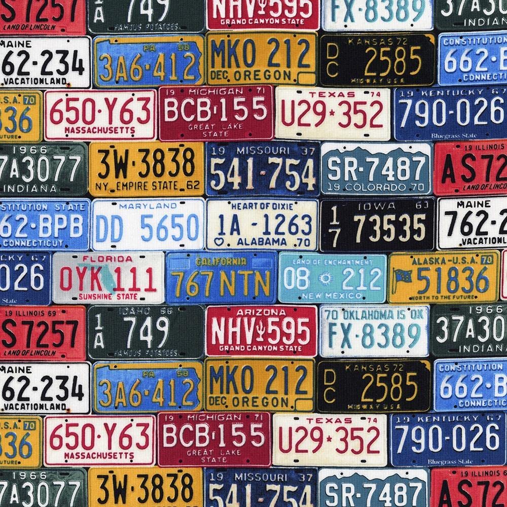 Amazon.com: License Plates Fabric, by The Yard, Timeless Treasures ...