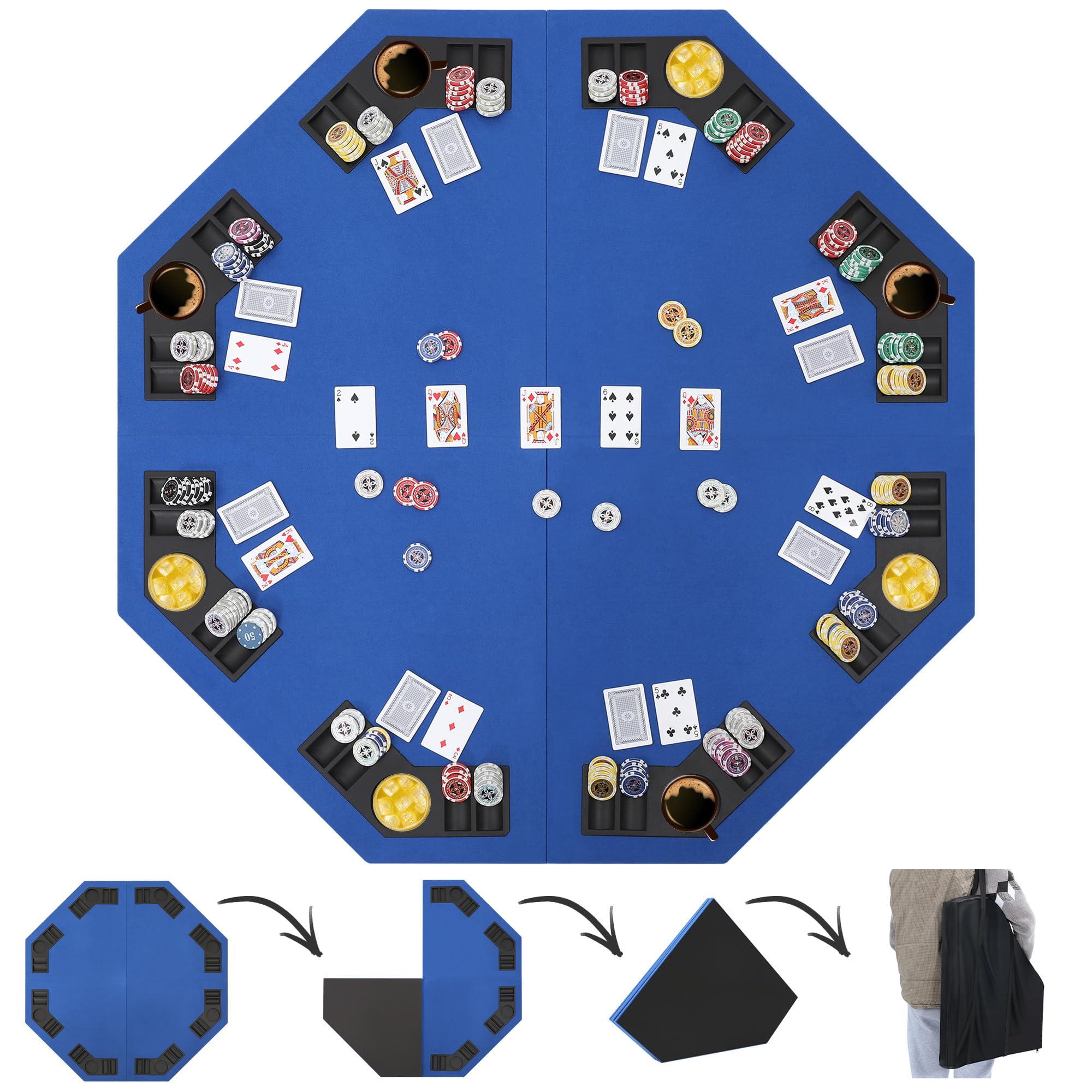 Snapklik.com : Murago 48 Portable Poker Table Top, Foldable Board Game Mat