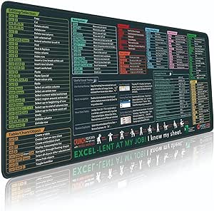 Excelpad Shortcut Mousepad, Excel Cheat Sheet, Excel Mouse Pad With Formulas, Computer Shortcut ...