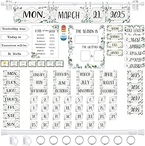 Amazon.com : Fullhawl Eucalyptus Flip Classroom Calendar Bulletin Board ...