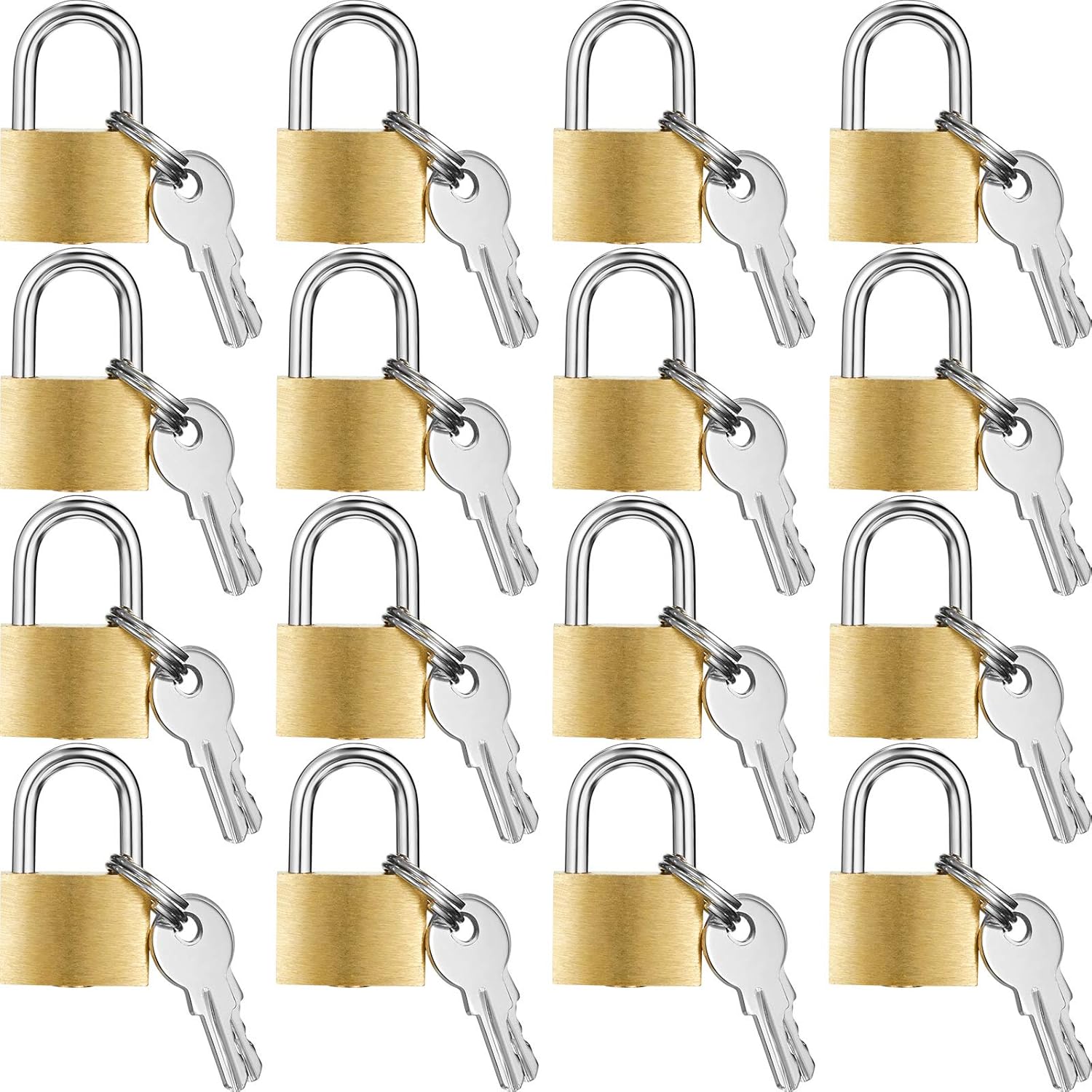 Hotop 16 Pieces Mini Padlock Small Solid Brass Locks 1.25'' with 3 Keys ...