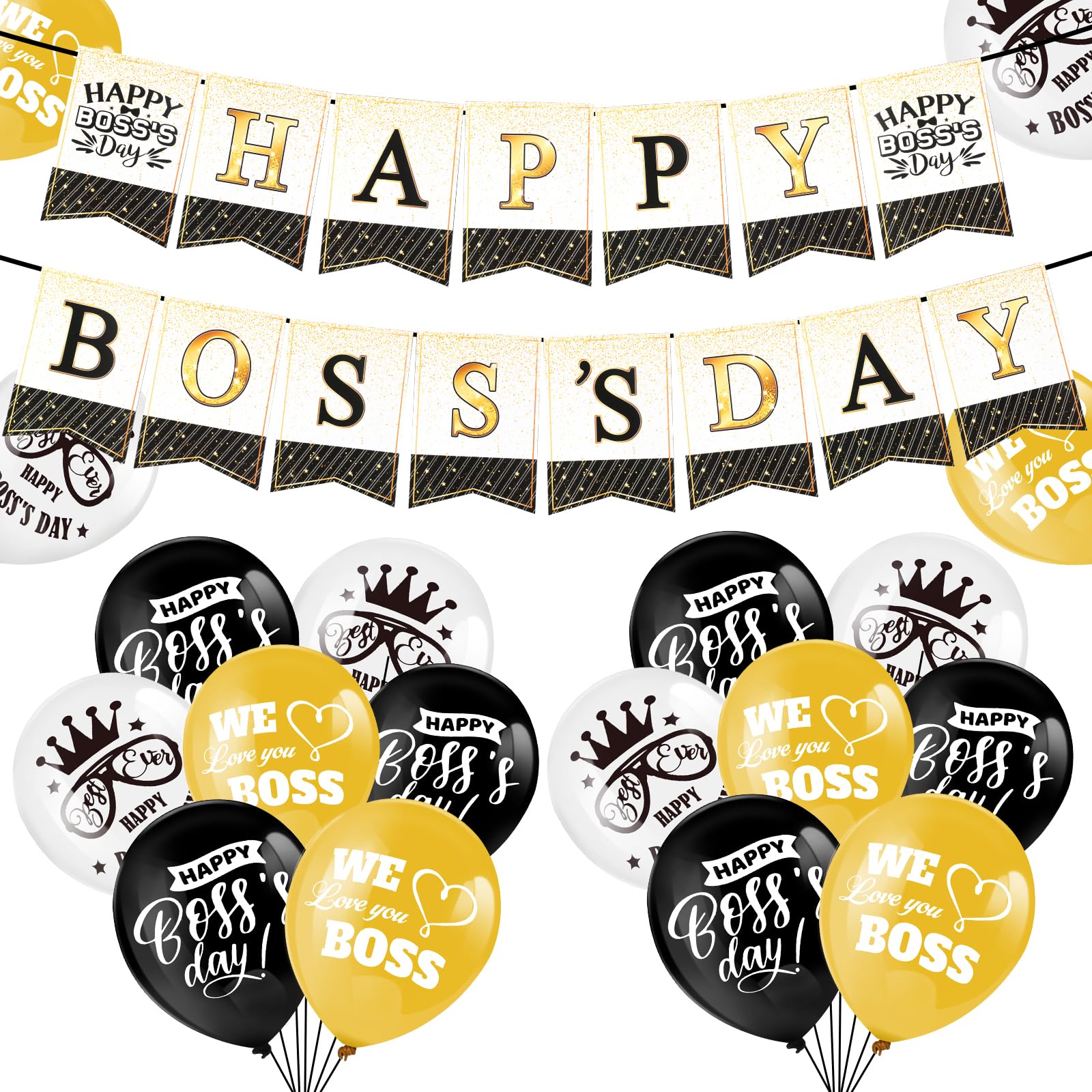 Amazon.com: Happy Boss Day Decorations - Konsait Black and Gold Boss ...