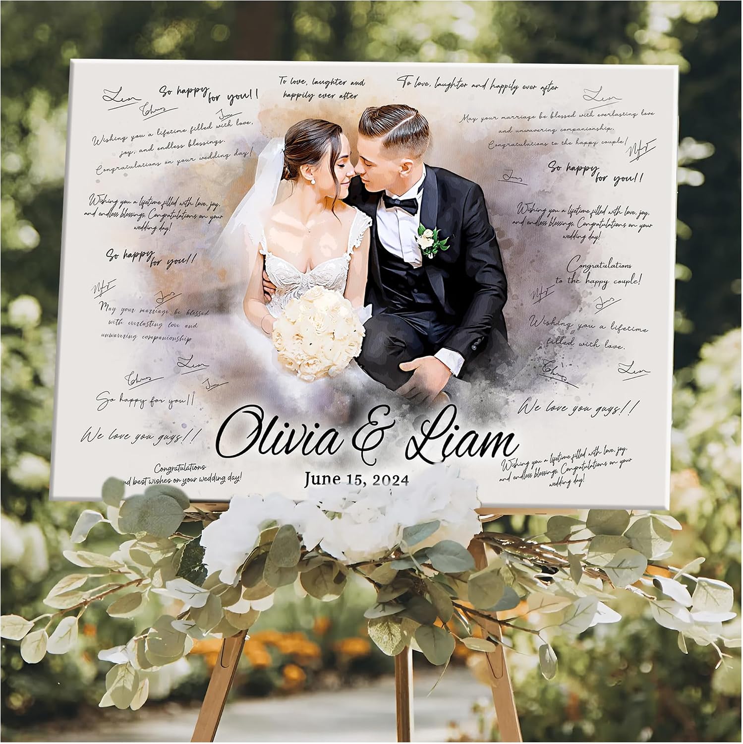 Amazon.com: Customizable Canvas Wedding Guest Book Alternative ...