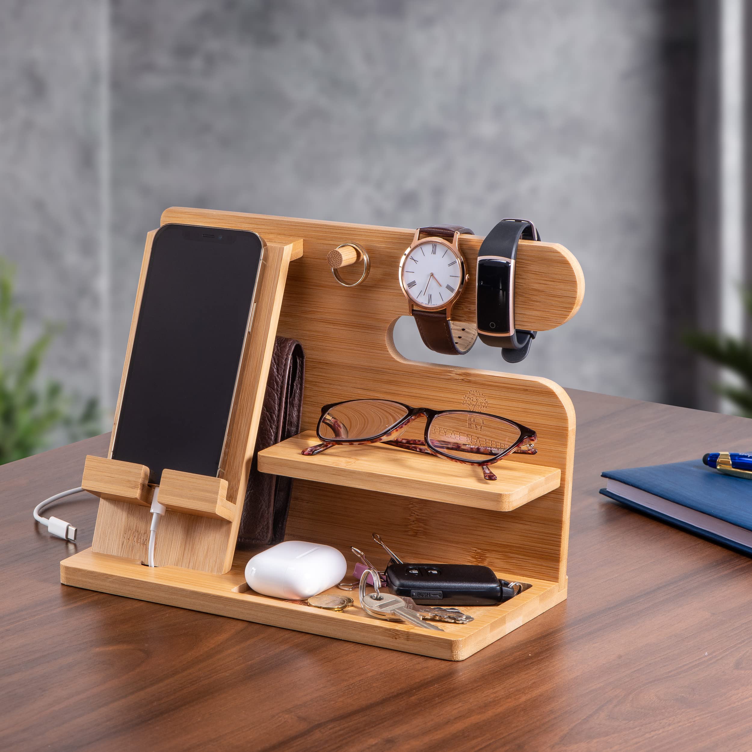 Wood Docking Station Triple Dock Oak Wooden Amsterdam