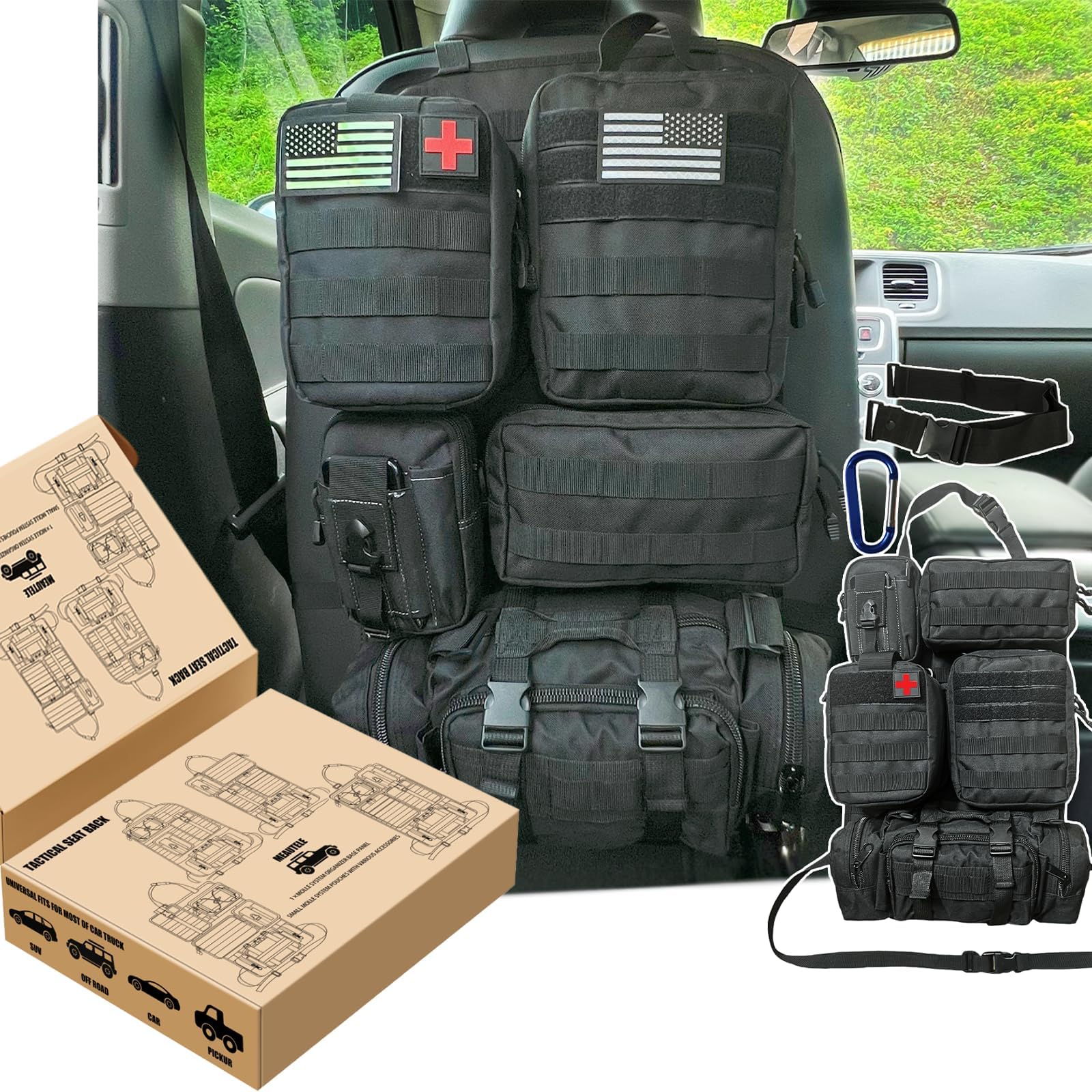 Amazon.com: 6 Pack Tactical Molle Car Seat Back Organizer + 2 Pack MINI ...