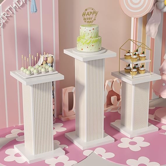 Amazon.com: Fsbecl Pedestal Stands for Party with Fluted Panel 3Pcs ...