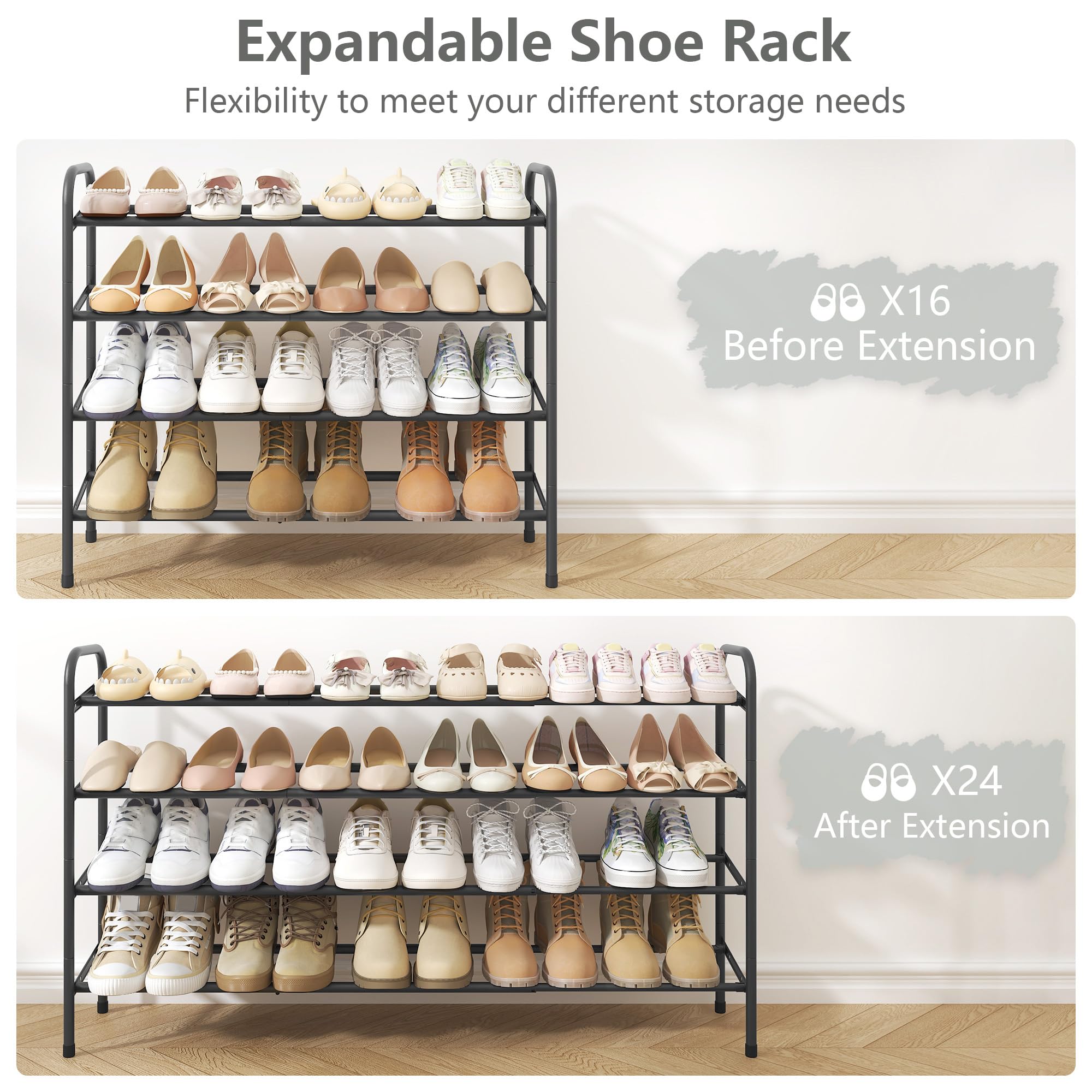 Snapklik.com : 4-Tier Shoe Rack,41.53 Closet Shoe Organizer For Bedroom ...