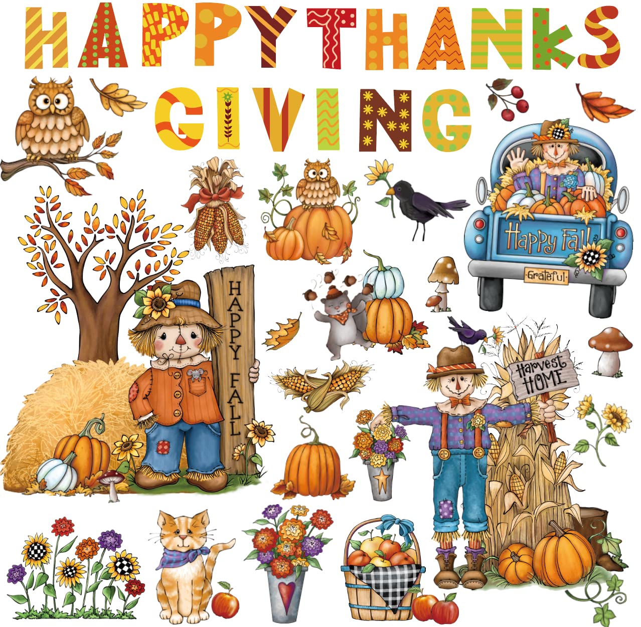 Amazon.com: GreenPine Thanksgiving Bulletin Board Decorations Cutouts ...
